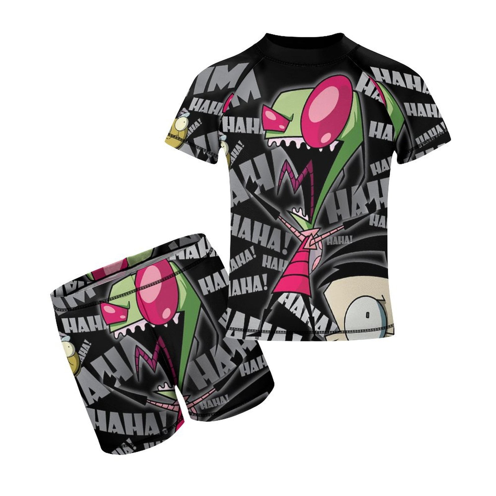 Invader Zim Boys Rash Guard Set 2 Piece Swimsuits Short Sleeve Bathing ...