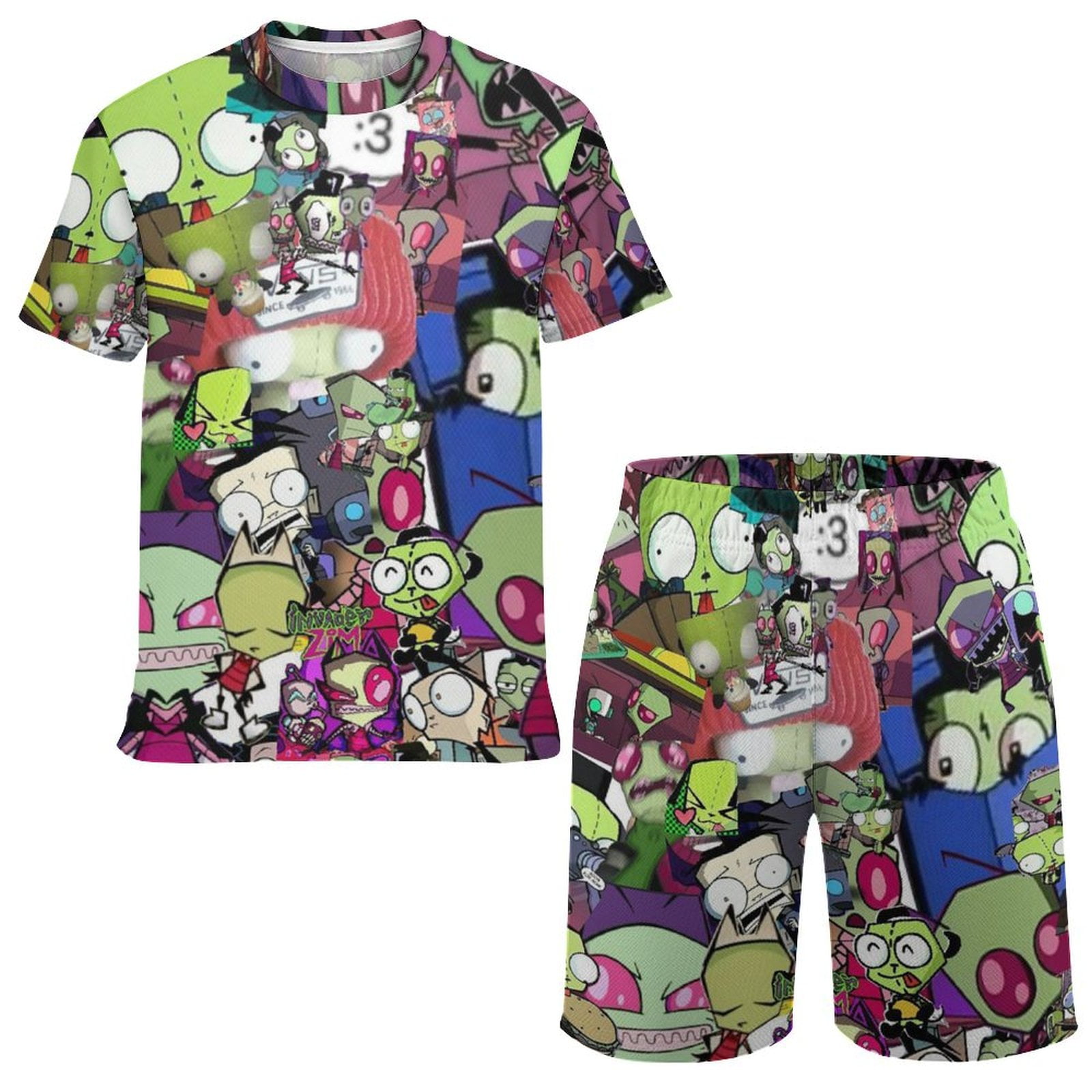Invader Zim Boys Short Sleeve Mesh T-Shirt And Shorts Outfit Set Summer ...