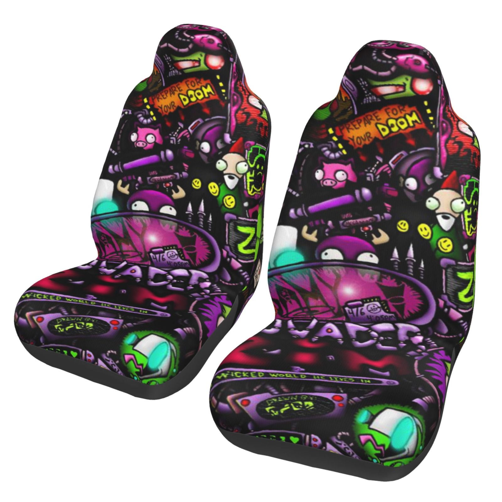 Invader Zim Car Seat Covers 2 Pcs Seat Protector Cover Universal Front ...