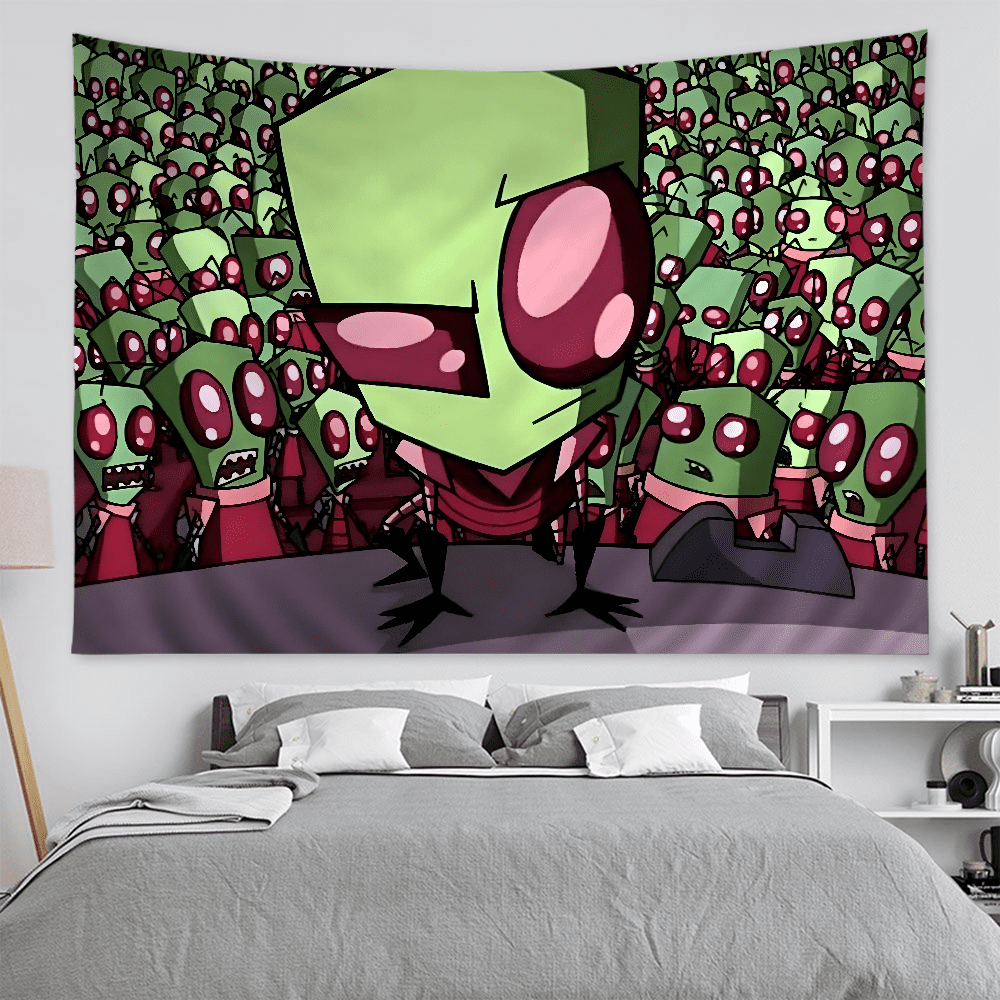 Invader Zim Cartoon Anime Tapestry Hanging Tarot Hippie Wall Rugs Dorm ...