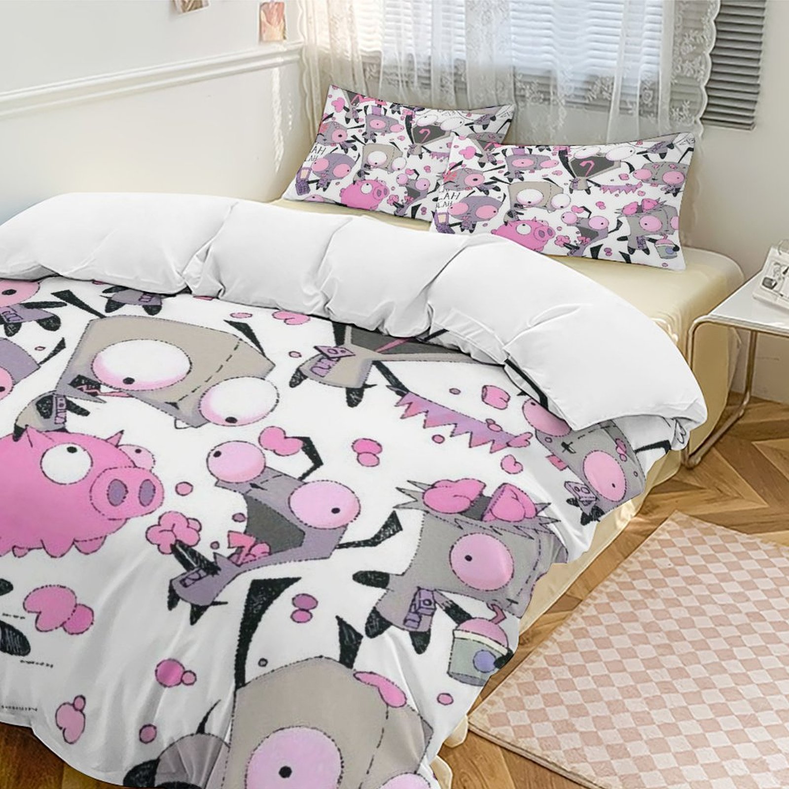 Invader Zim Cartoon Home Bed 3-piece Set, Polyester Wash Student ...