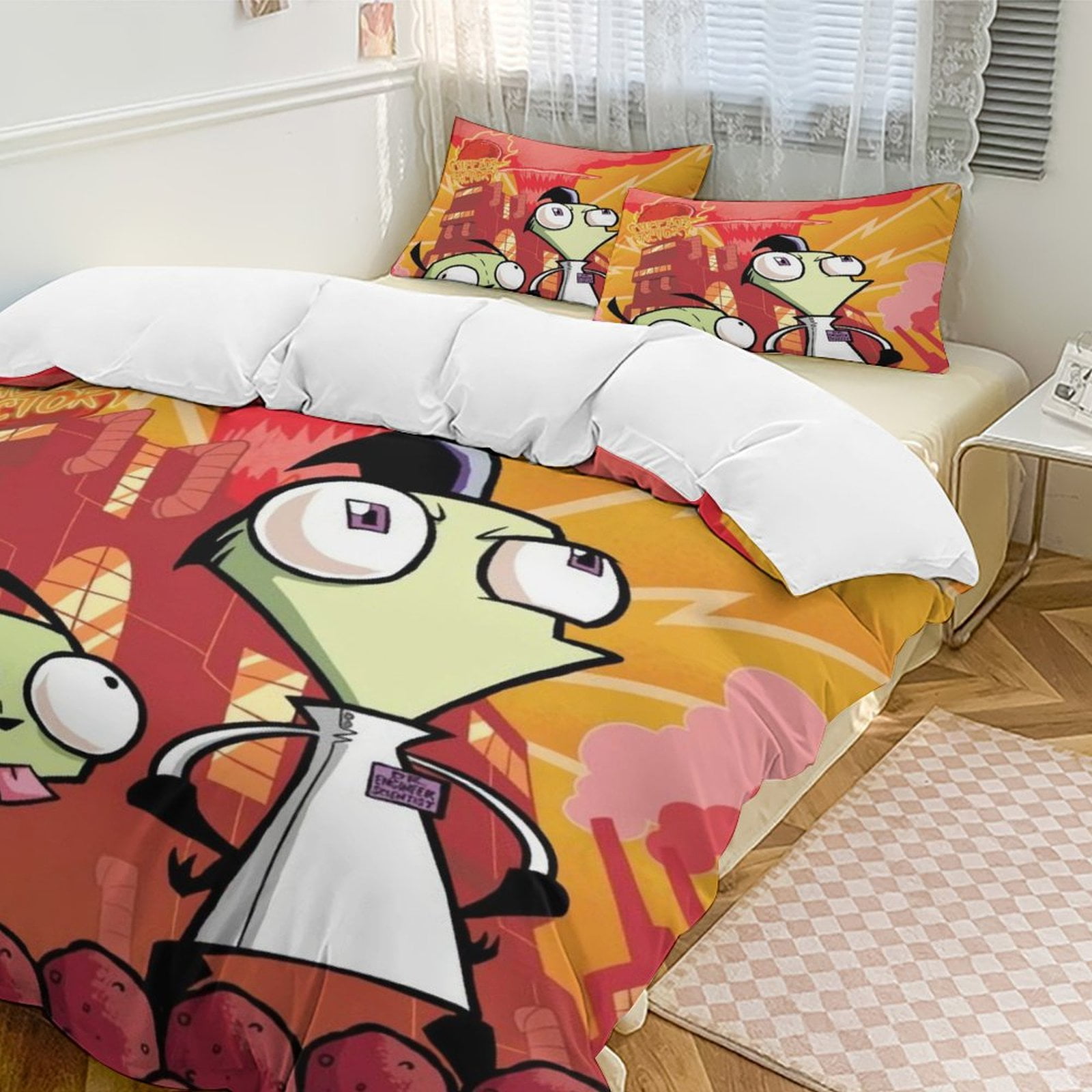 Invader Zim Cartoon Home Bed 3-piece Set, Polyester Wash Student ...