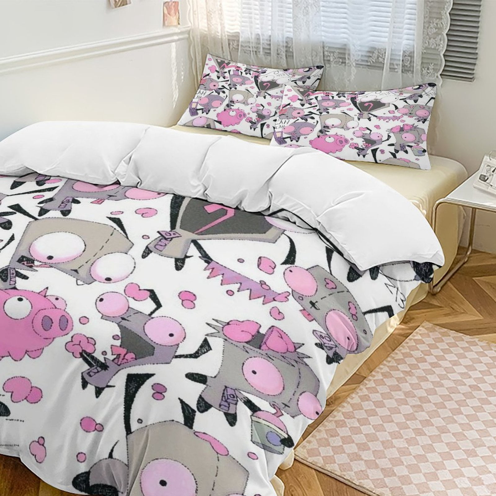 Invader Zim Cartoon Home Bed 3-piece Set, Polyester Wash Student ...