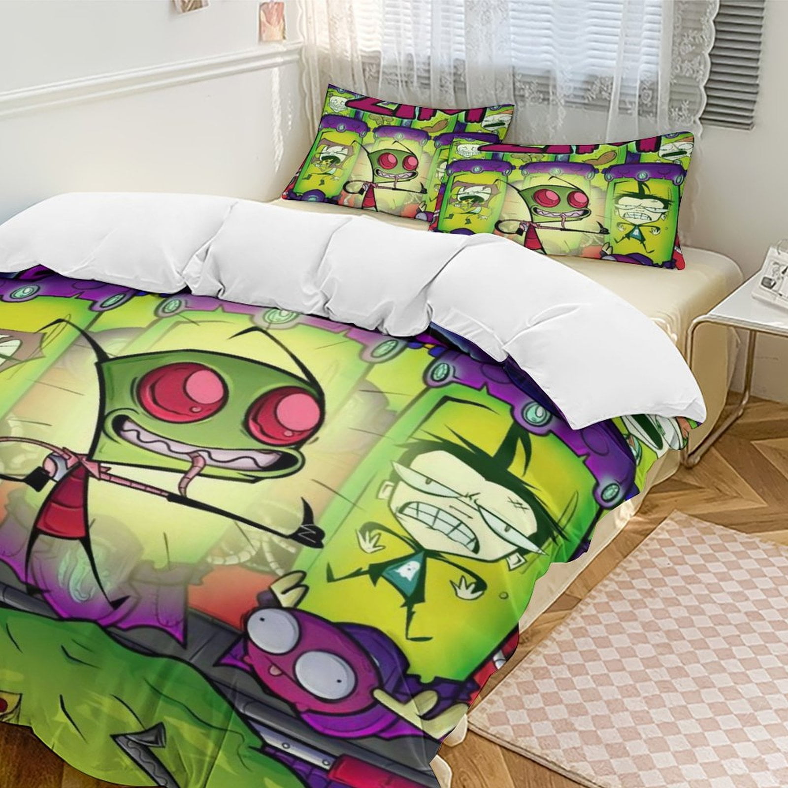 Invader Zim Cartoon Home Bed 3-piece Set, Polyester Wash Student ...