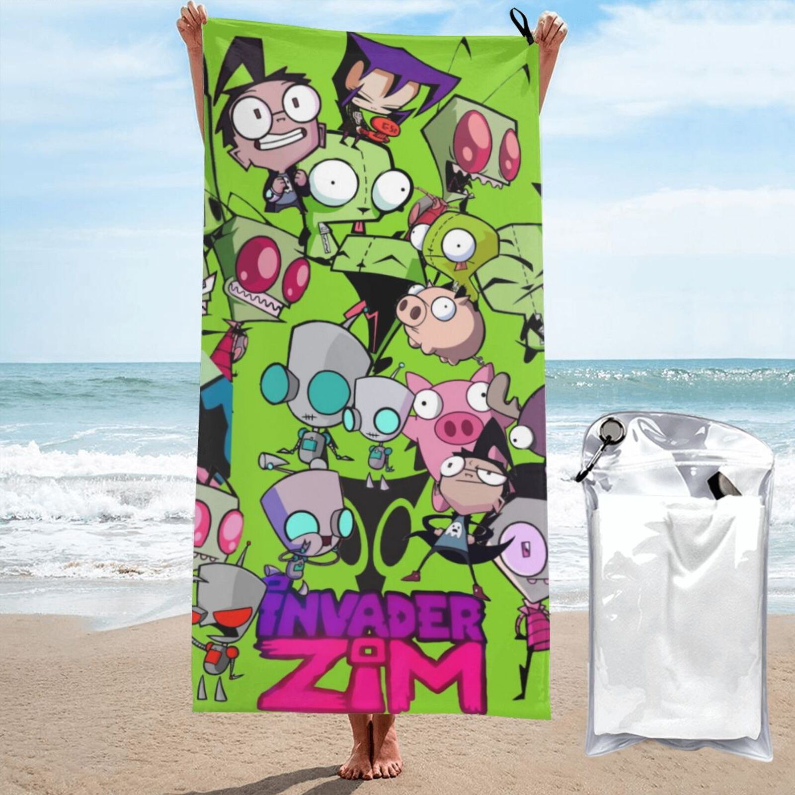 Invader Zim Characters Quick Dry Bath Towel Lightweight Soft Absorbent ...