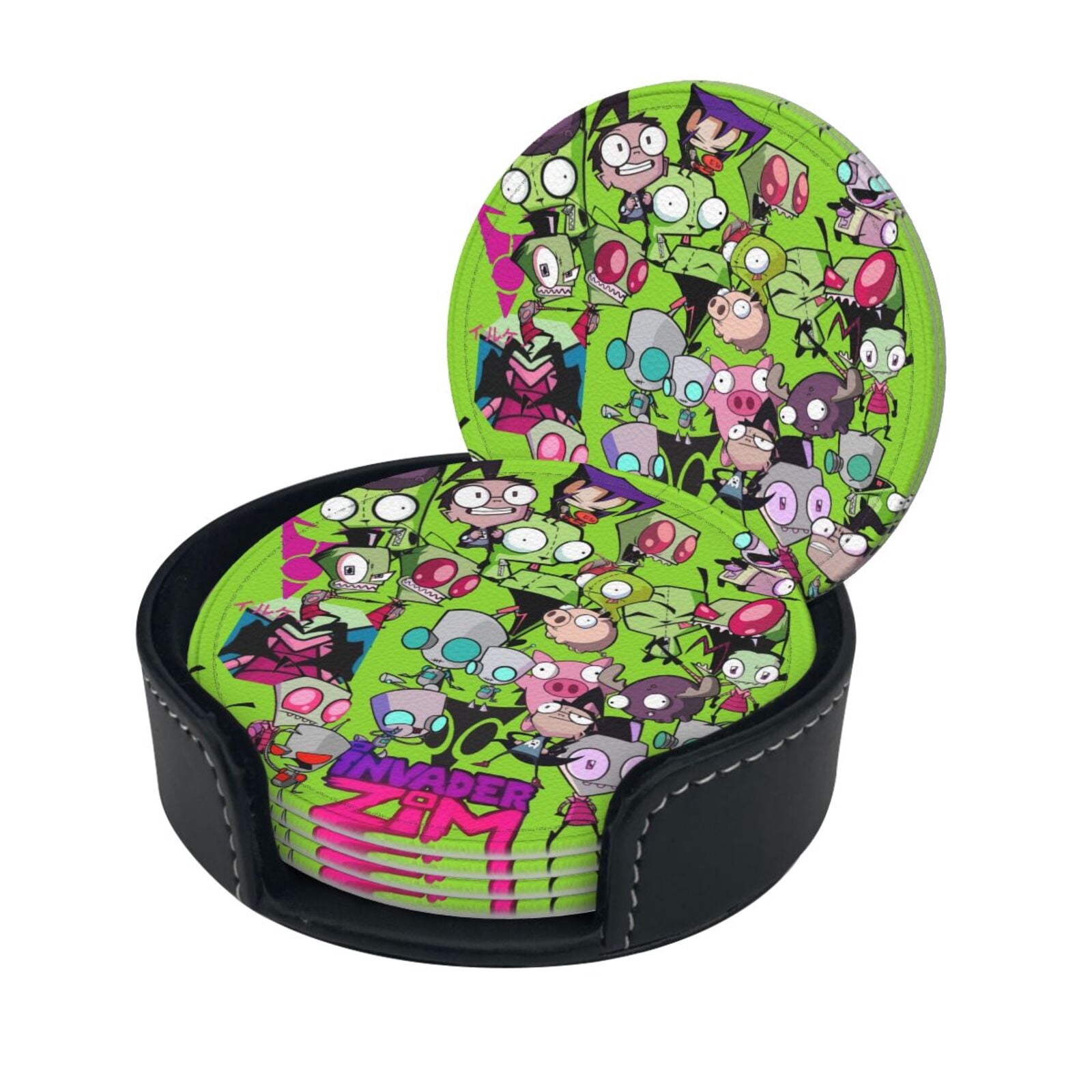 Invader Zim Characters Round Coaster Set Of 6 Tabletop Protection Mats ...