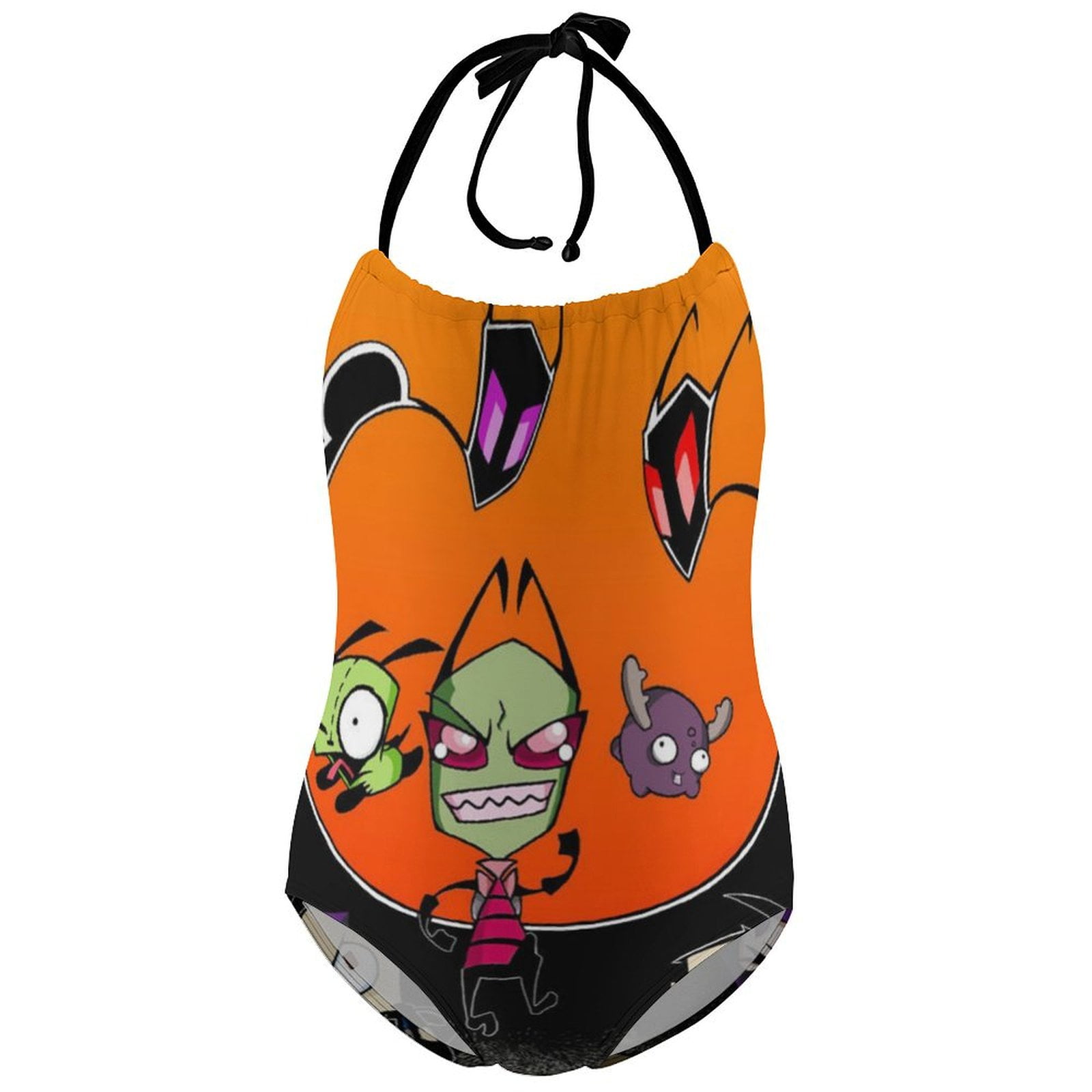 Invader Zim Children's One-piece Swimwear Halterneck Swimsuit Summer ...