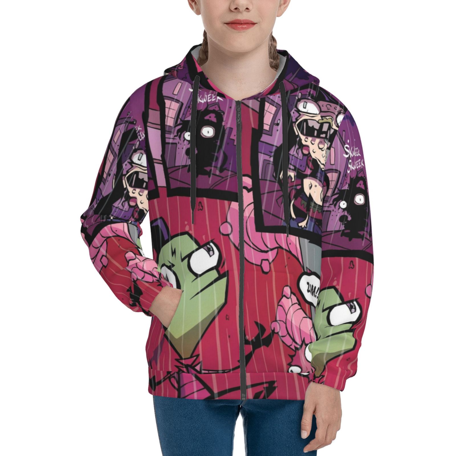 Invader Zim Comedy Teenager Hoodies Shirt Zipper Sweatshirts Hooded ...