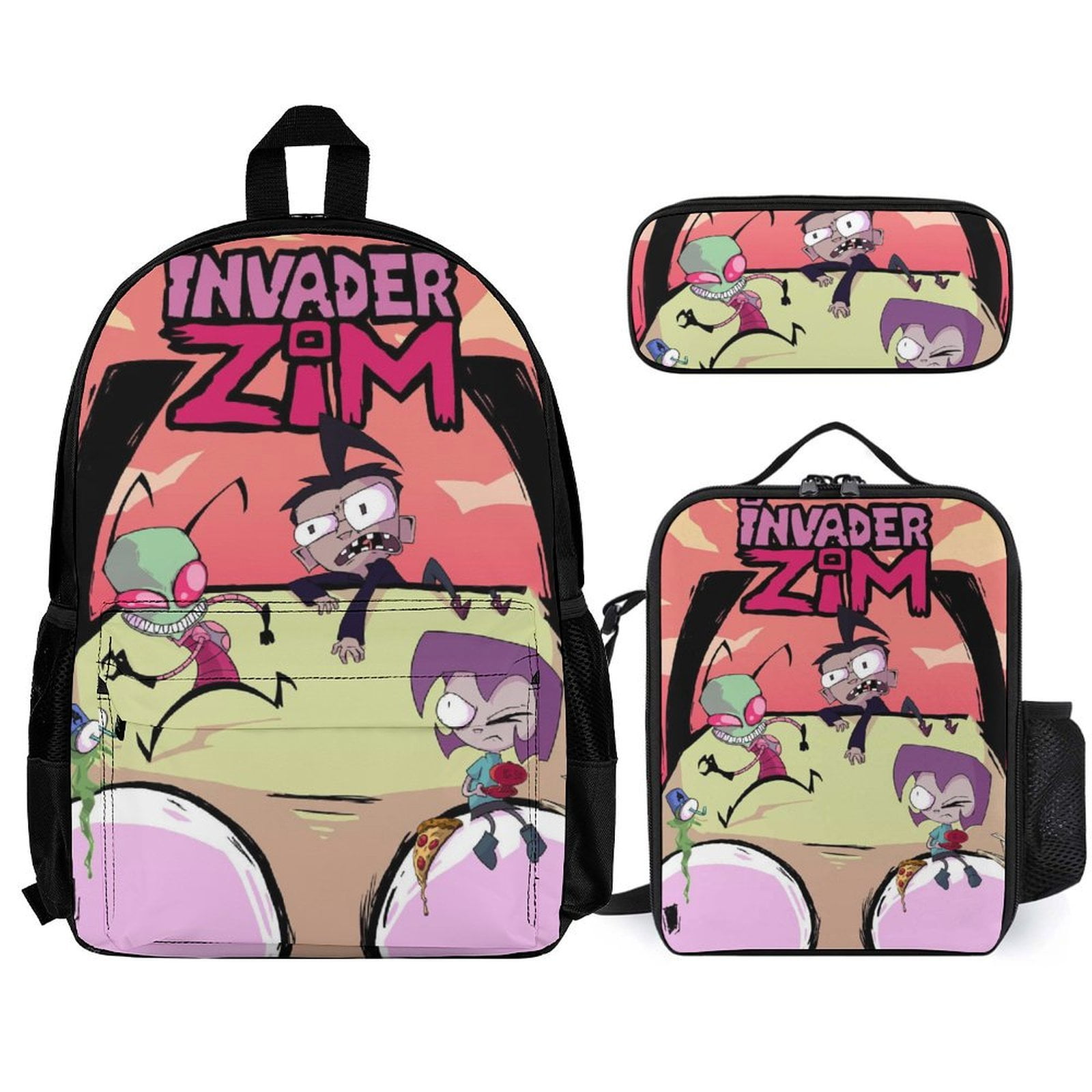 Invader Zim Comic Backpack With Lunch Bag Pencil Case Pen Bag Satchel ...