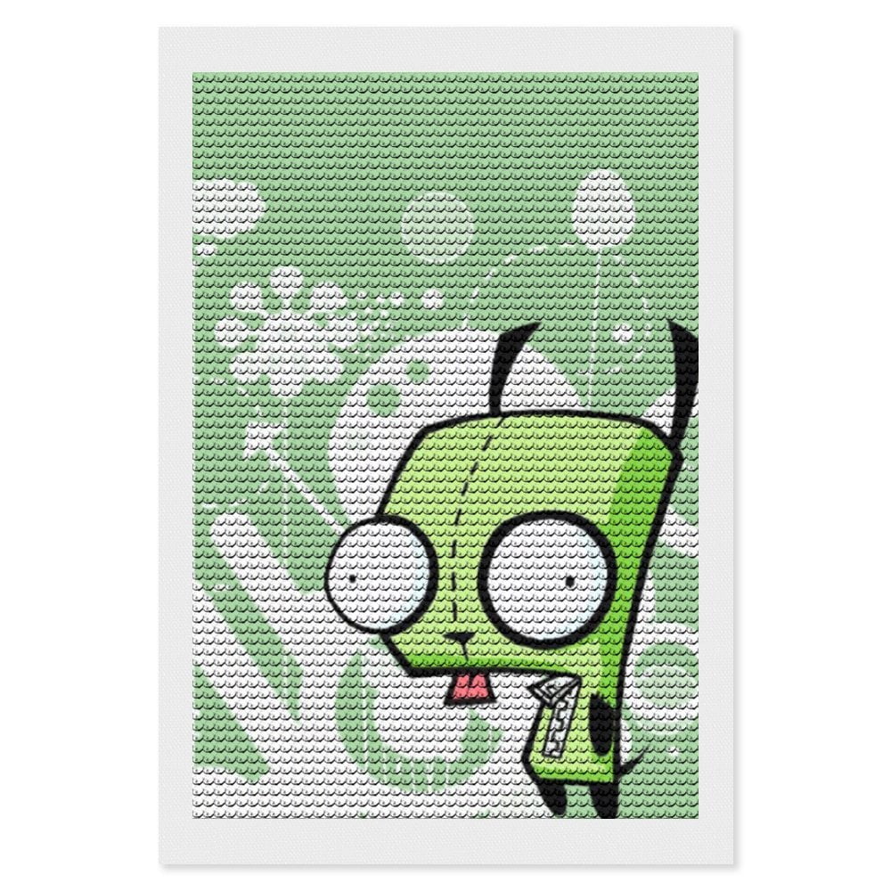 Invader Zim Diamond Art Kits for Adults Kids,DIY 142D Round Full Drill Diamond Art,Very Suitable ...