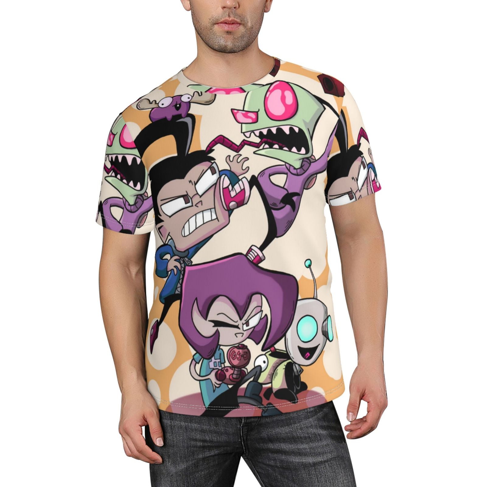 Invader Zim Dib Gaz T-Shirt for Men Novelty 3D Pritneted Casual Short ...