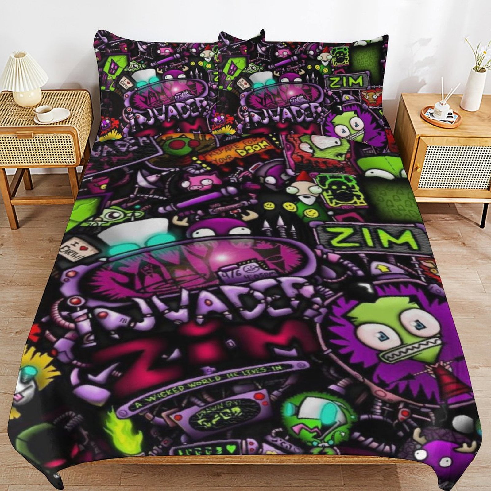 Invader Zim Duvet Cover 3 Piece Bedding Set,Teen Comforter Cover Set ...