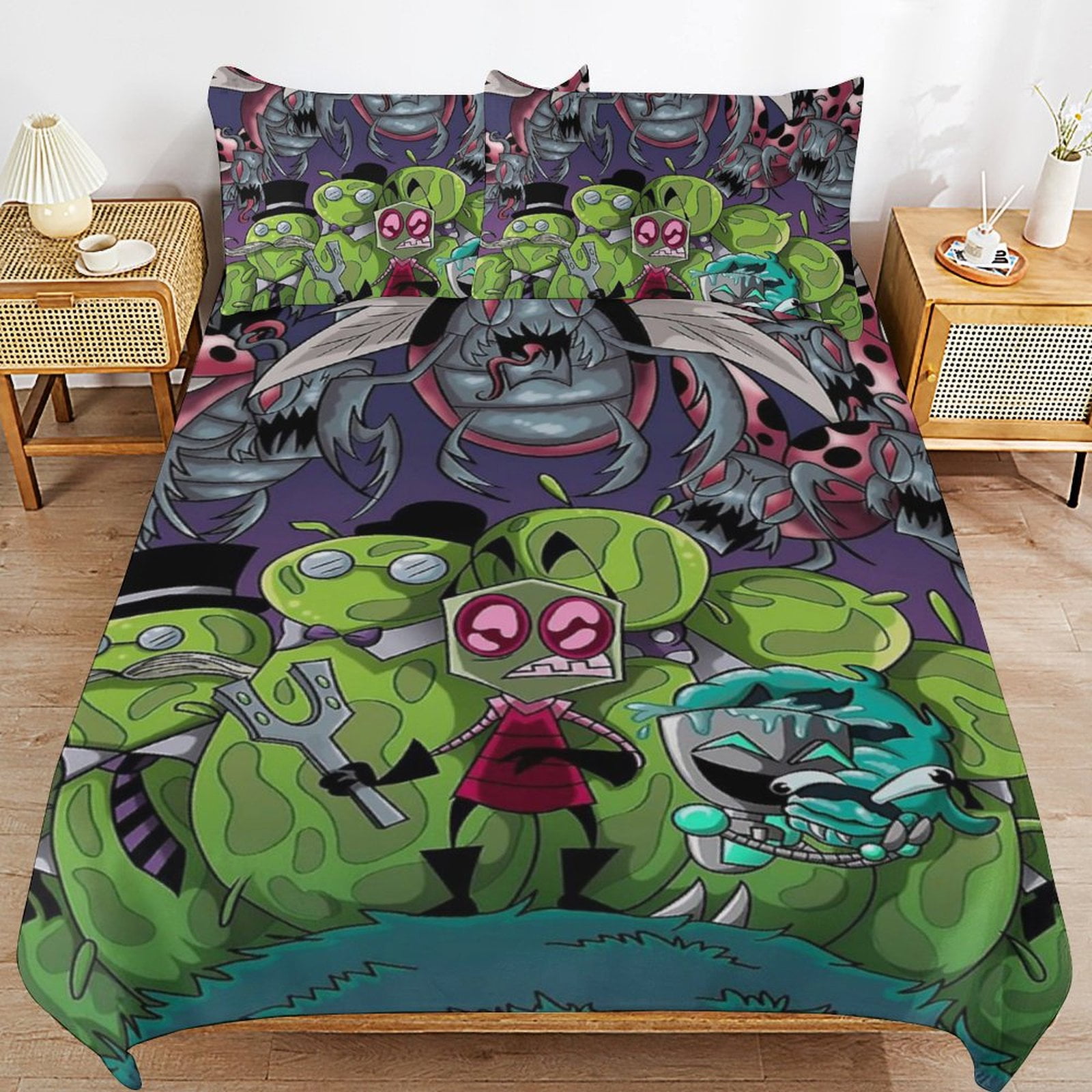 Invader Zim Duvet Cover 3 Piece Bedding Set,Teen Comforter Cover Set ...