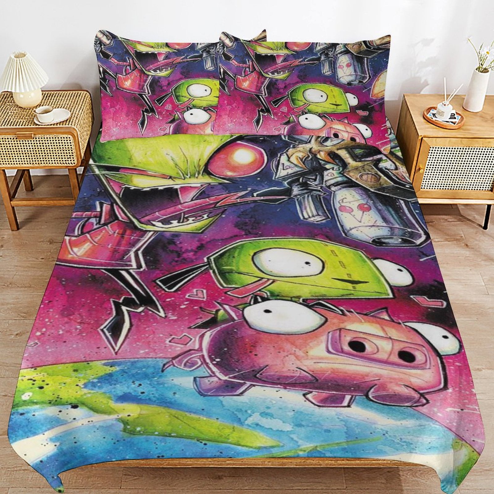 Invader Zim Duvet Cover 3 Piece Bedding Set,Teen Comforter Cover Set ...