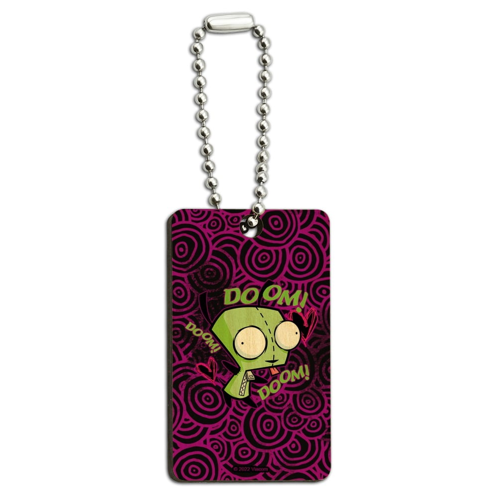 Invader Zim Gir Doom Dance Wood Wooden Rectangle Keychain Key Ring ...