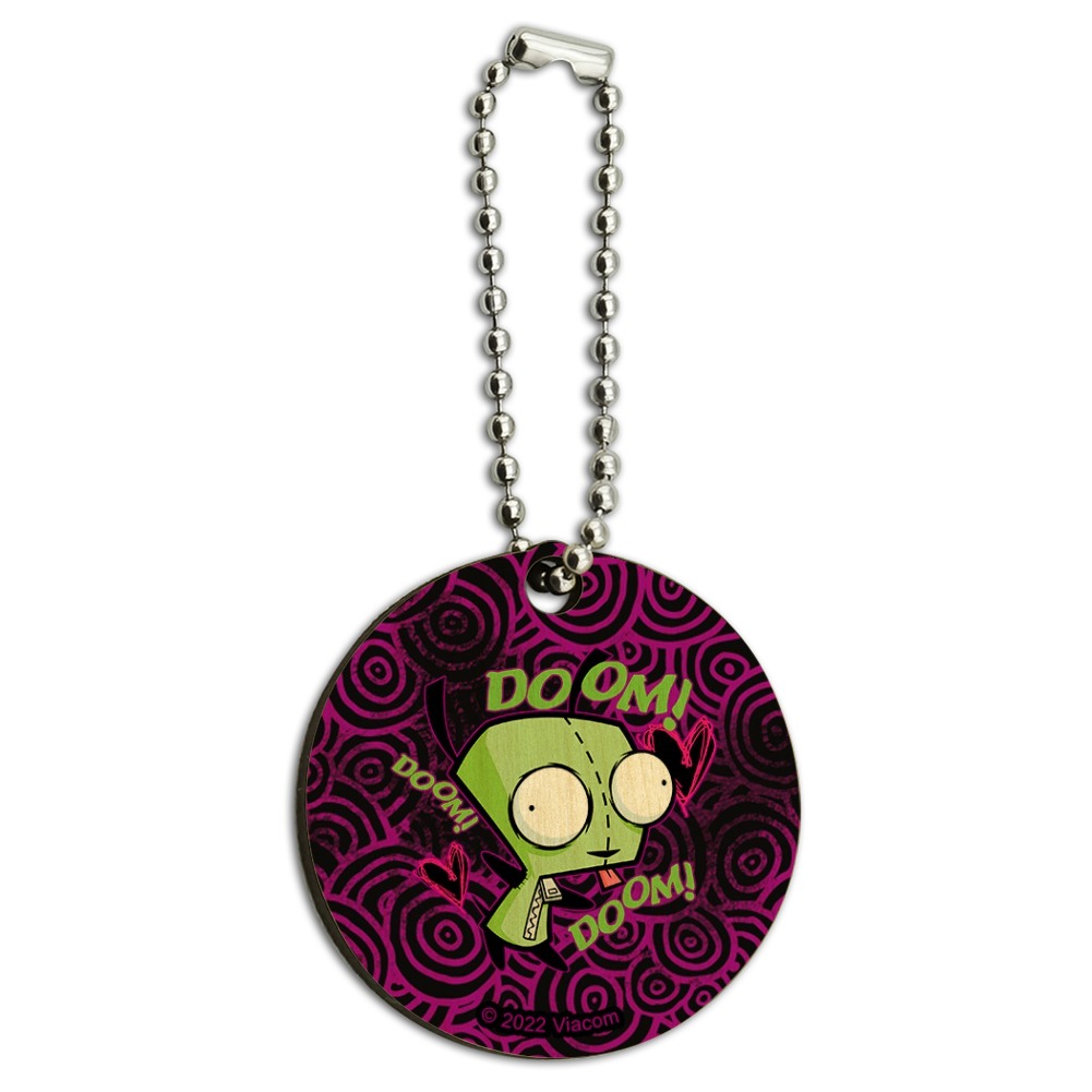 Invader Zim Gir Doom Dance Wood Wooden Round Keychain Key Chain Ring ...