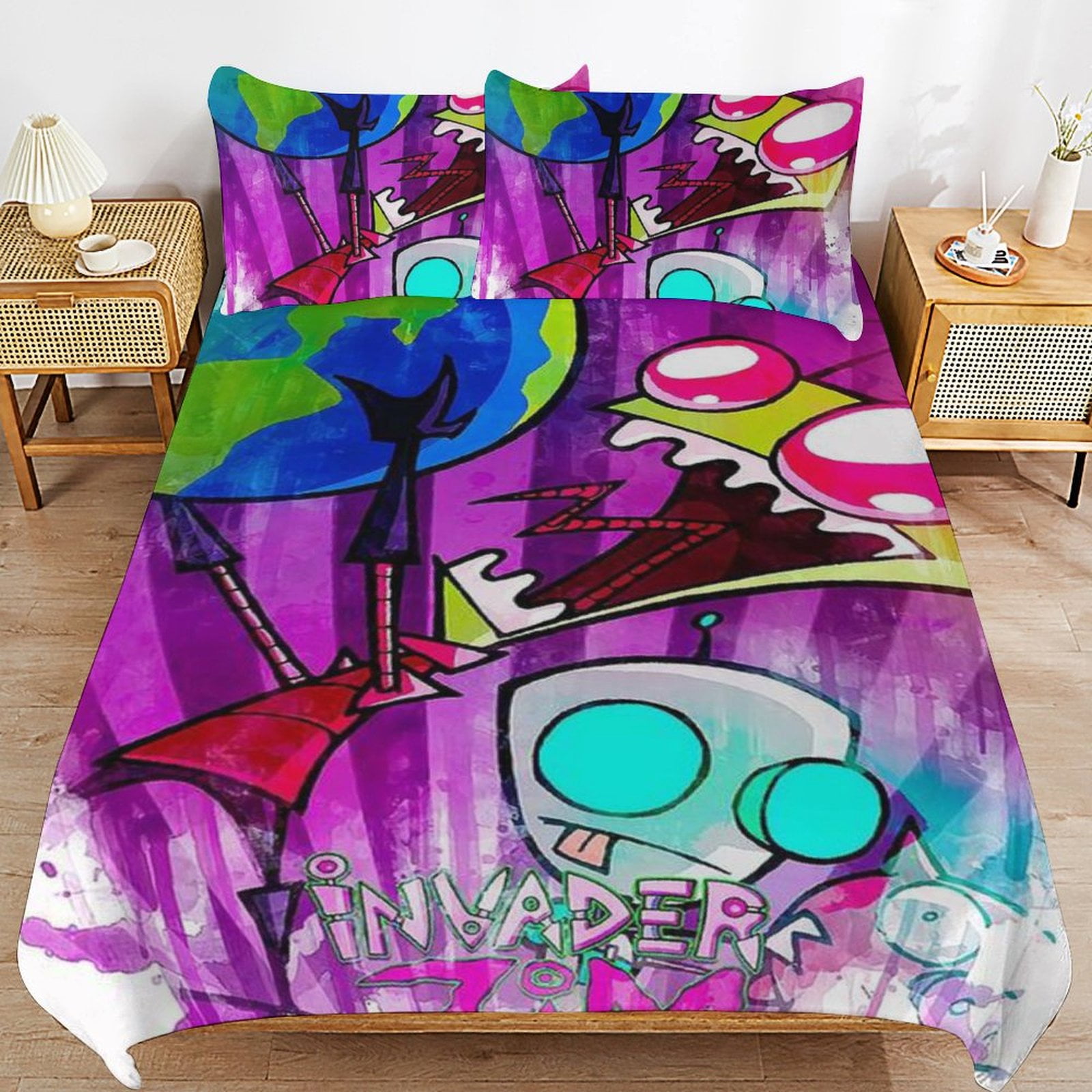 Invader Zim Gir Duvet Cover 3 Piece Bedding Set,Teen Comforter Cover ...