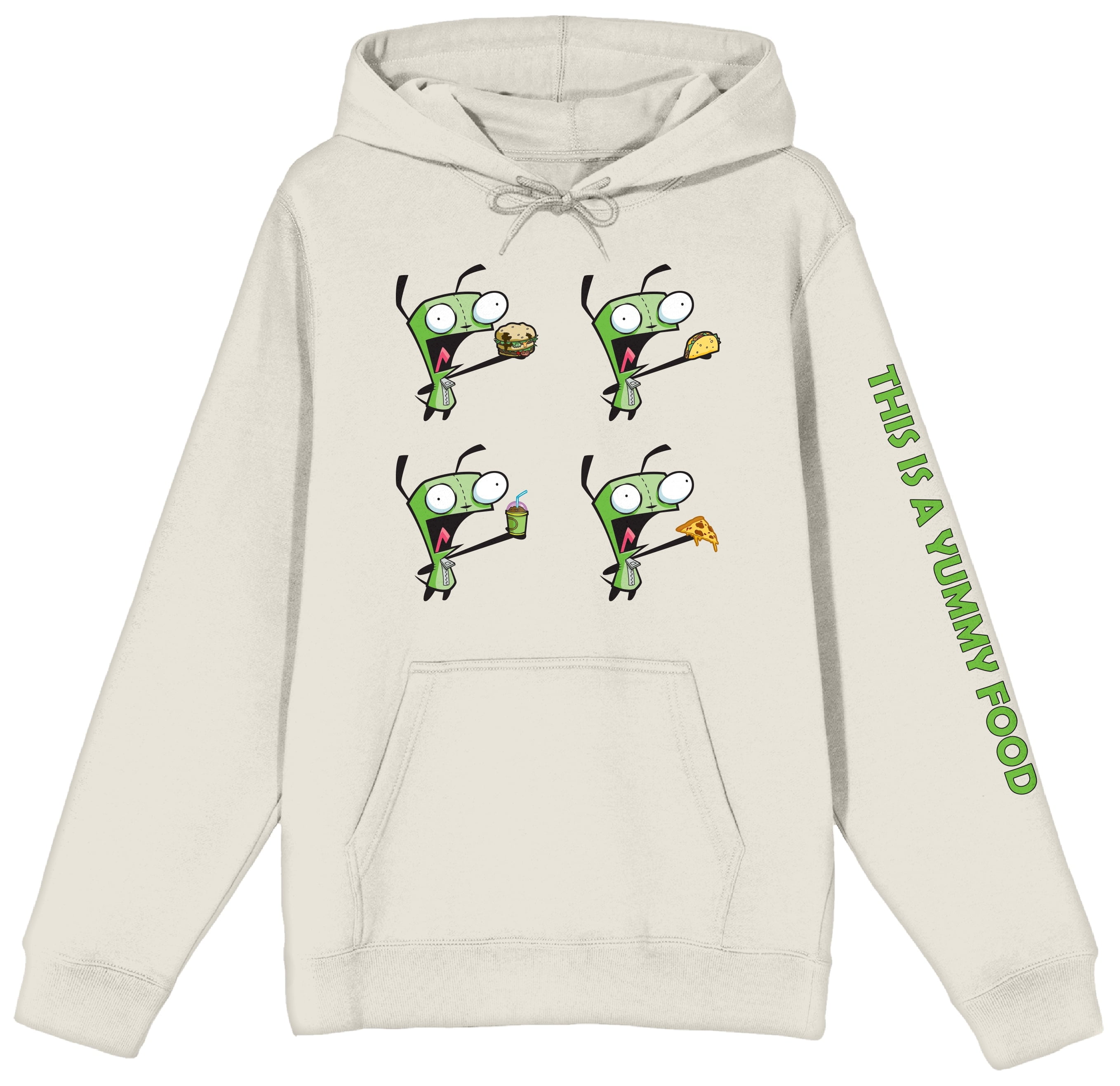 Invader Zim Officially Licensed Men's Hoodie with Gir Eating Snacks ...