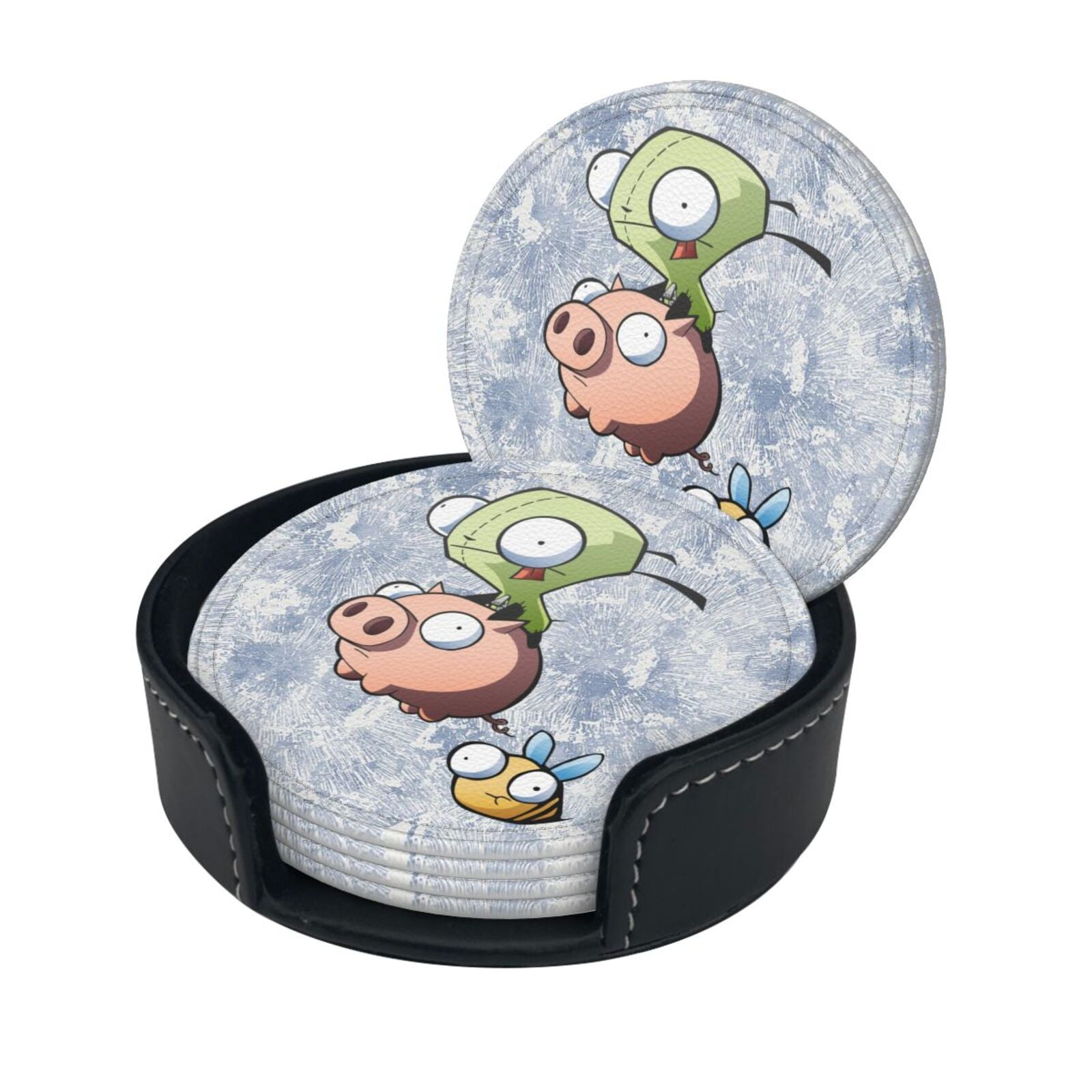 Invader Zim Gir Pig Round Coaster Set Of 6 Tabletop Protection Mats ...