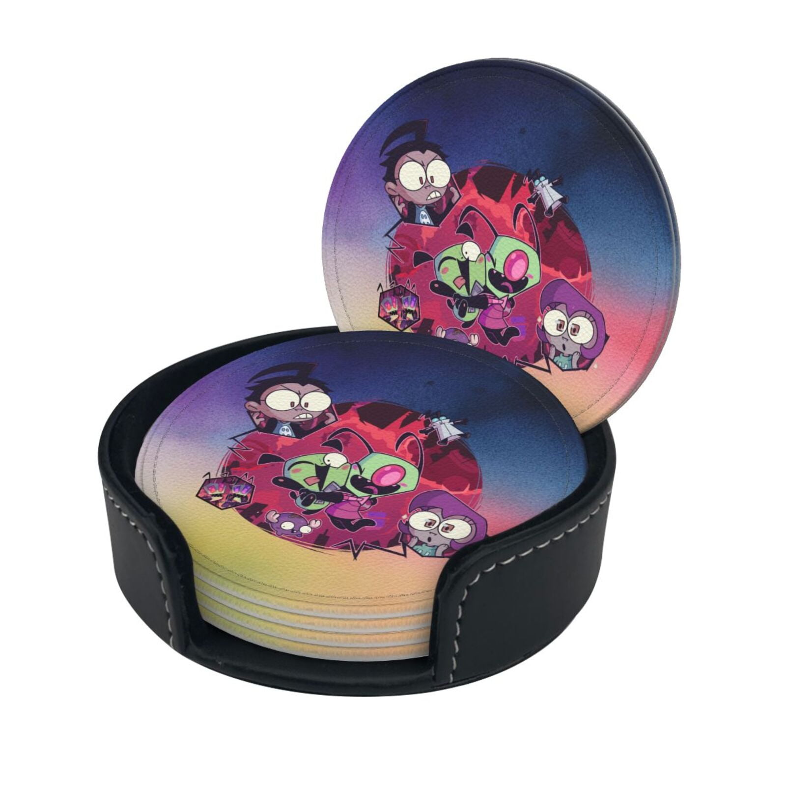 Invader Zim Gir Planet Round Coaster Set Of 6 Tabletop Protection Mats ...