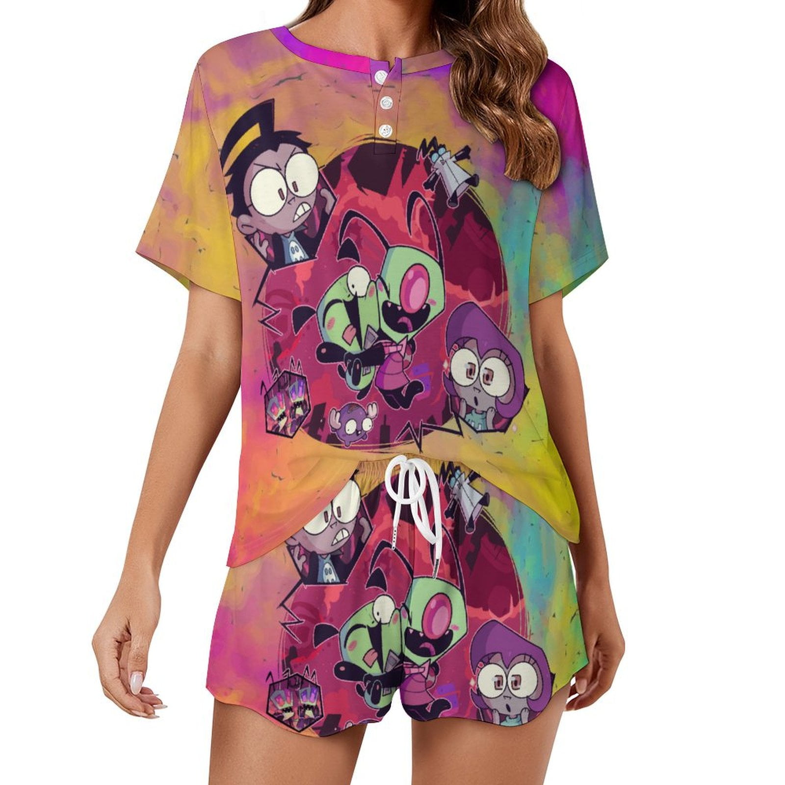 Invader Zim Gir Planet Summer Home Suit For Womens Short-Sleeved Pajama ...