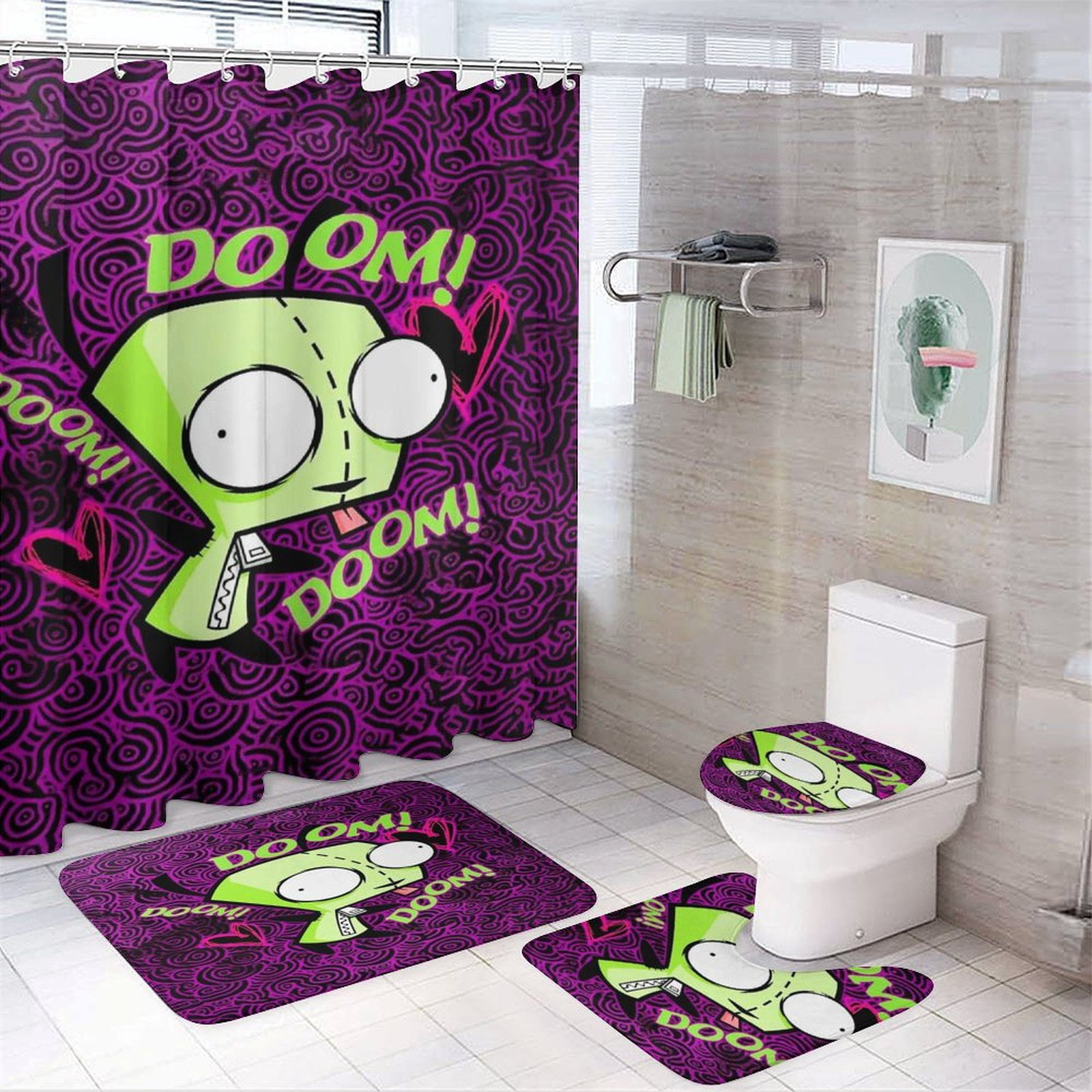 Invader Zim Gir Shower Curtain Sets Bathroom Set with Floor Mat, U ...