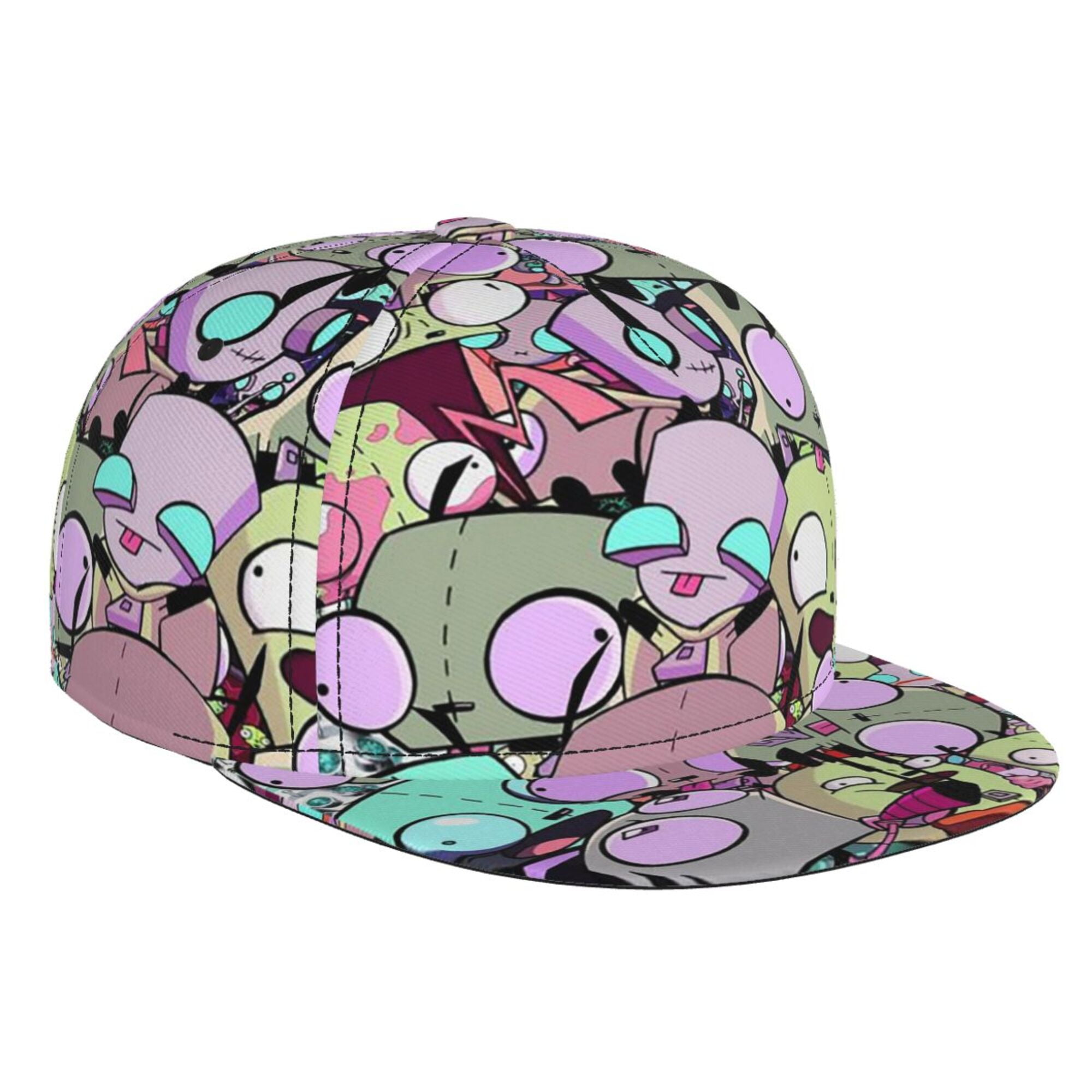 Invader Zim Hat Flat Brim Bill Baseball Cap Adjustable Snapback Hat Hip ...
