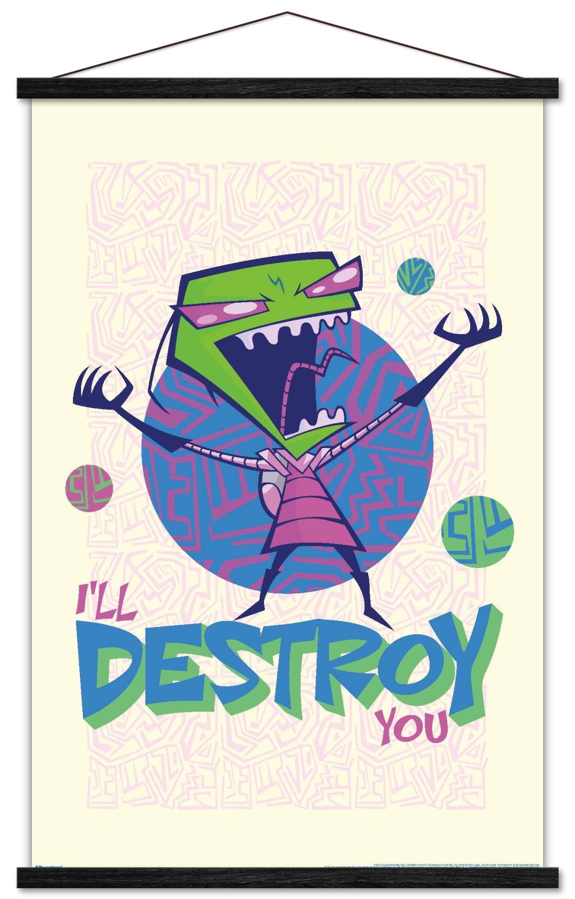 Invader Zim - I'll Destroy You Wall Poster with Magnetic Frame, 22.375 ...