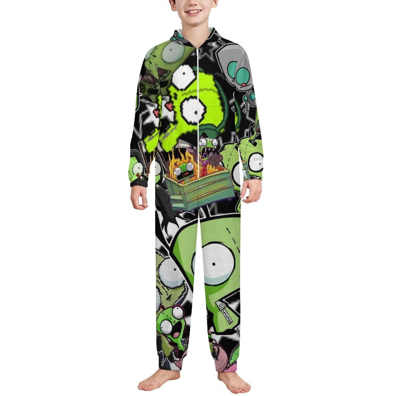 Invader Zim Kids Hooded Jumpsuit Union Suit Onesie One Piece Blanket ...