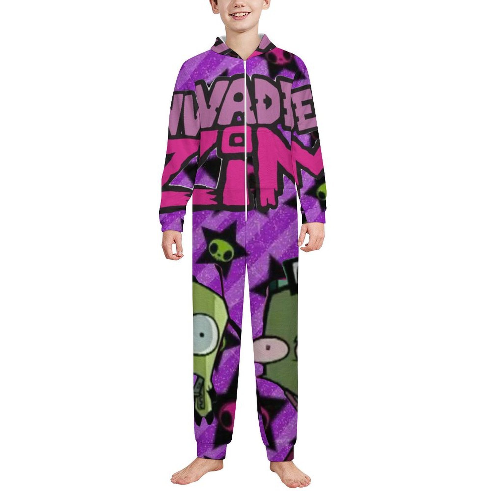 Invader Zim Kids Hooded Jumpsuit Union Suit Onesie One Piece Blanket ...