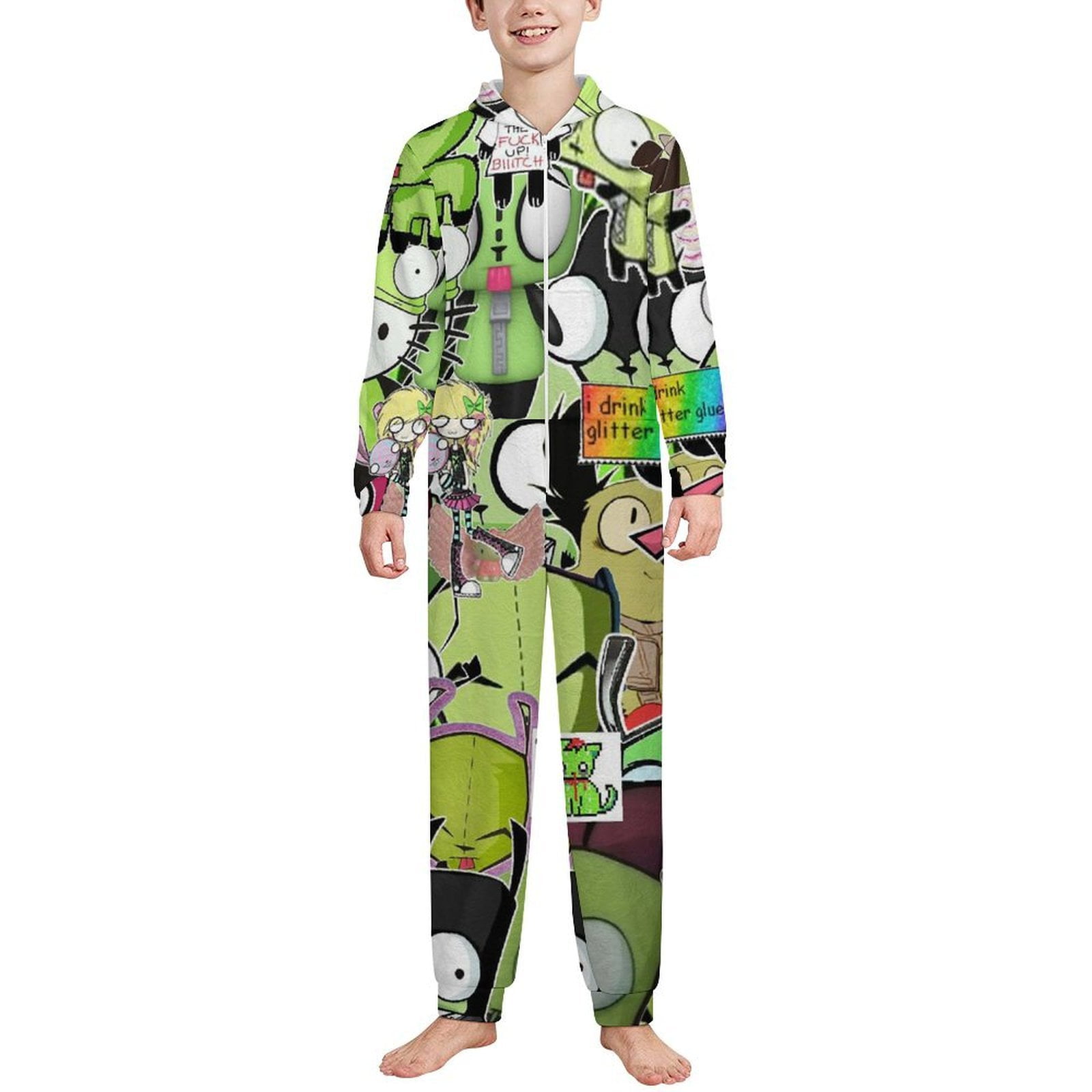 Invader Zim Kids Hooded Jumpsuit Union Suit Onesie One Piece Blanket ...