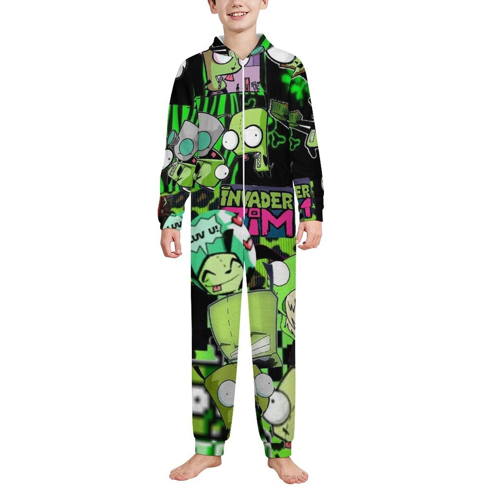 Invader Zim Kids Hooded Jumpsuit Union Suit Onesie One Piece Blanket ...