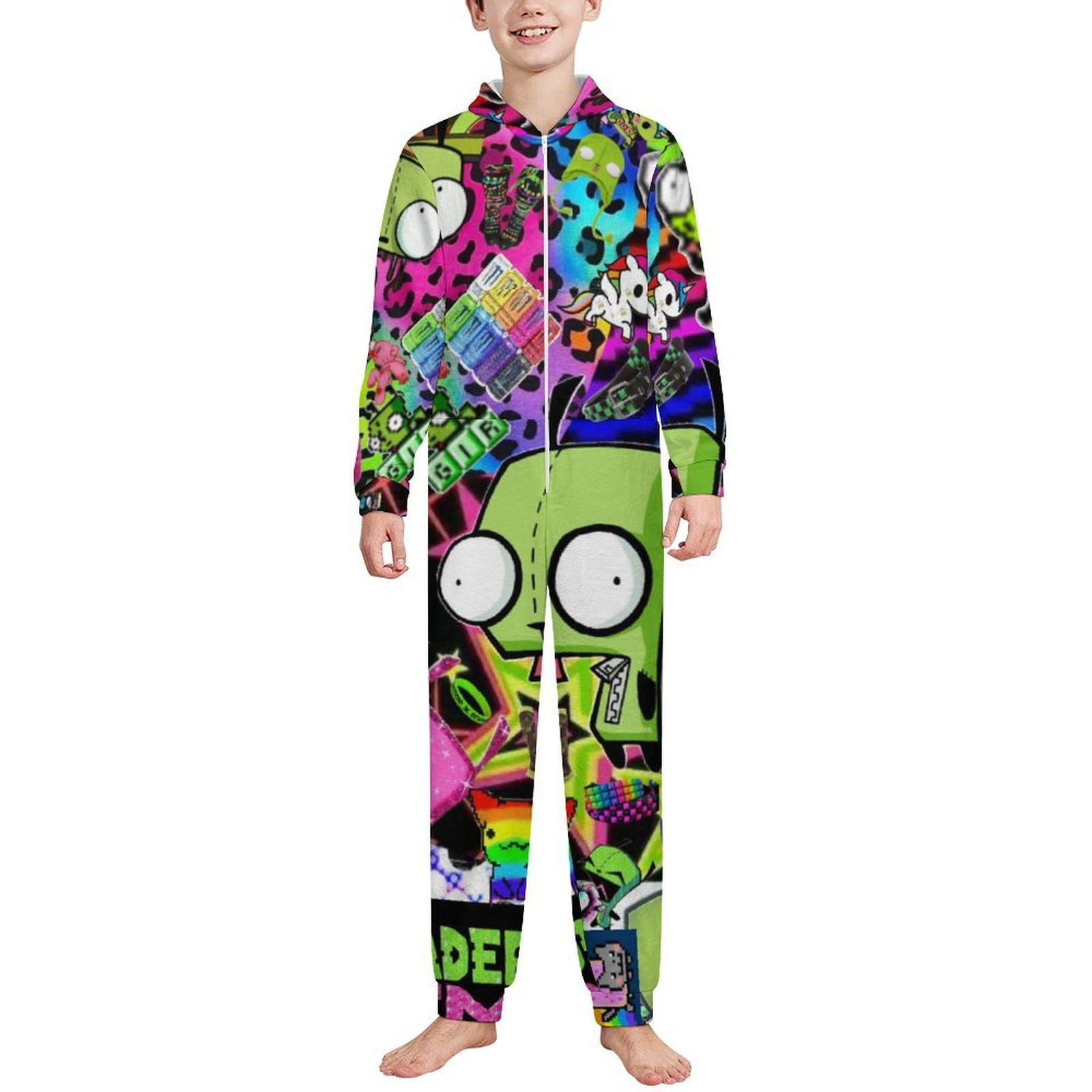 Invader Zim Kids Hooded Jumpsuit Union Suit Onesie One Piece Blanket ...