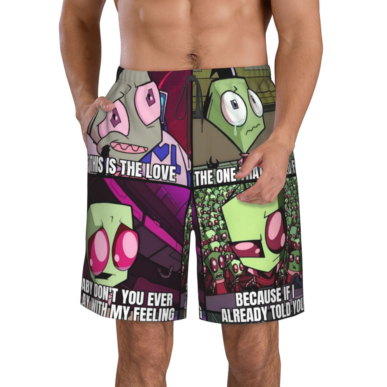 Invader Zim Men's Beach Shorts Swim Trunks Casual Quick Dry Board ...