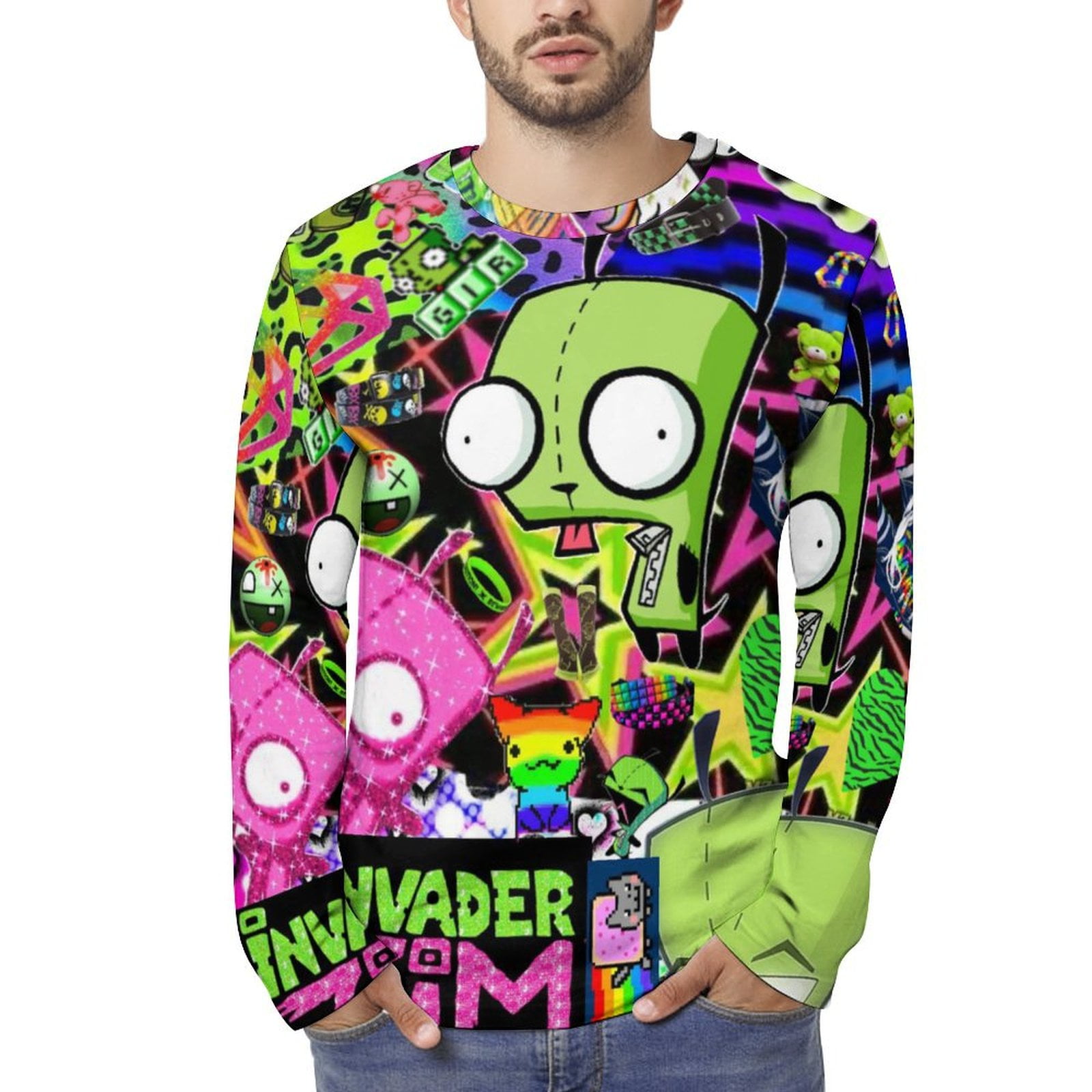 Invader Zim Mens 3D Print T-Shirt Crewneck Long Sleeve Tee Shirt ...