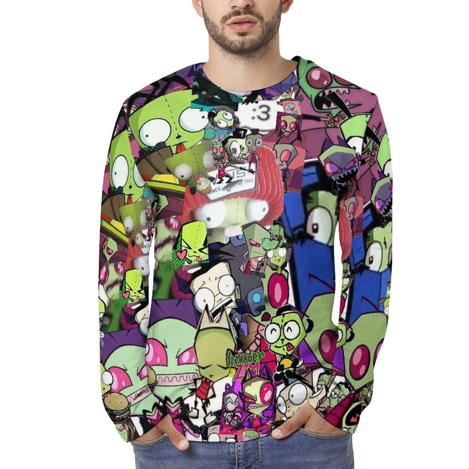 Invader Zim Mens 3D Print T-Shirt Crewneck Long Sleeve Tee Shirt ...