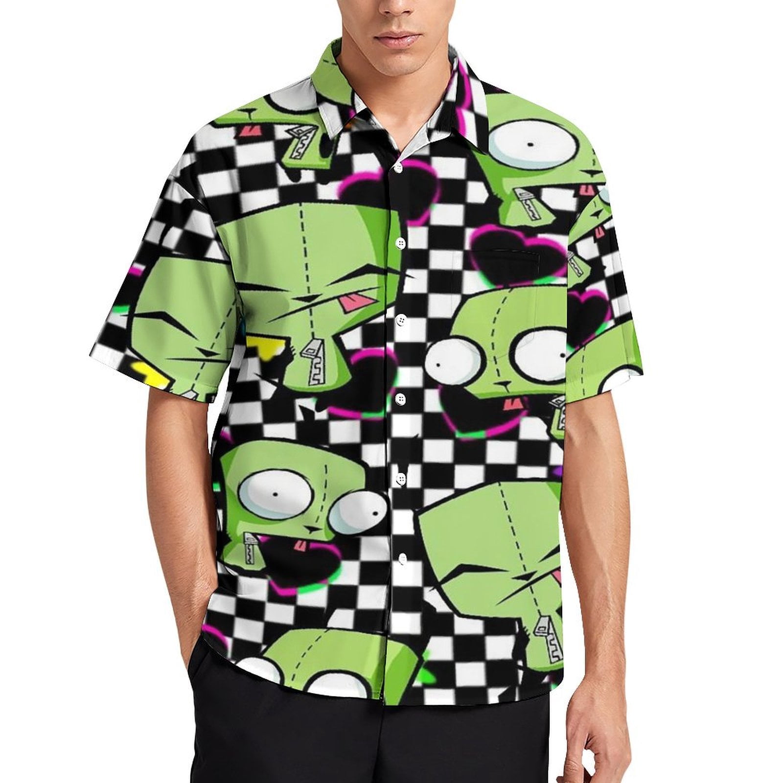 Invader Zim Mens Hawaiian Shirt Loose Fit Shirts - Short Sleeve And ...