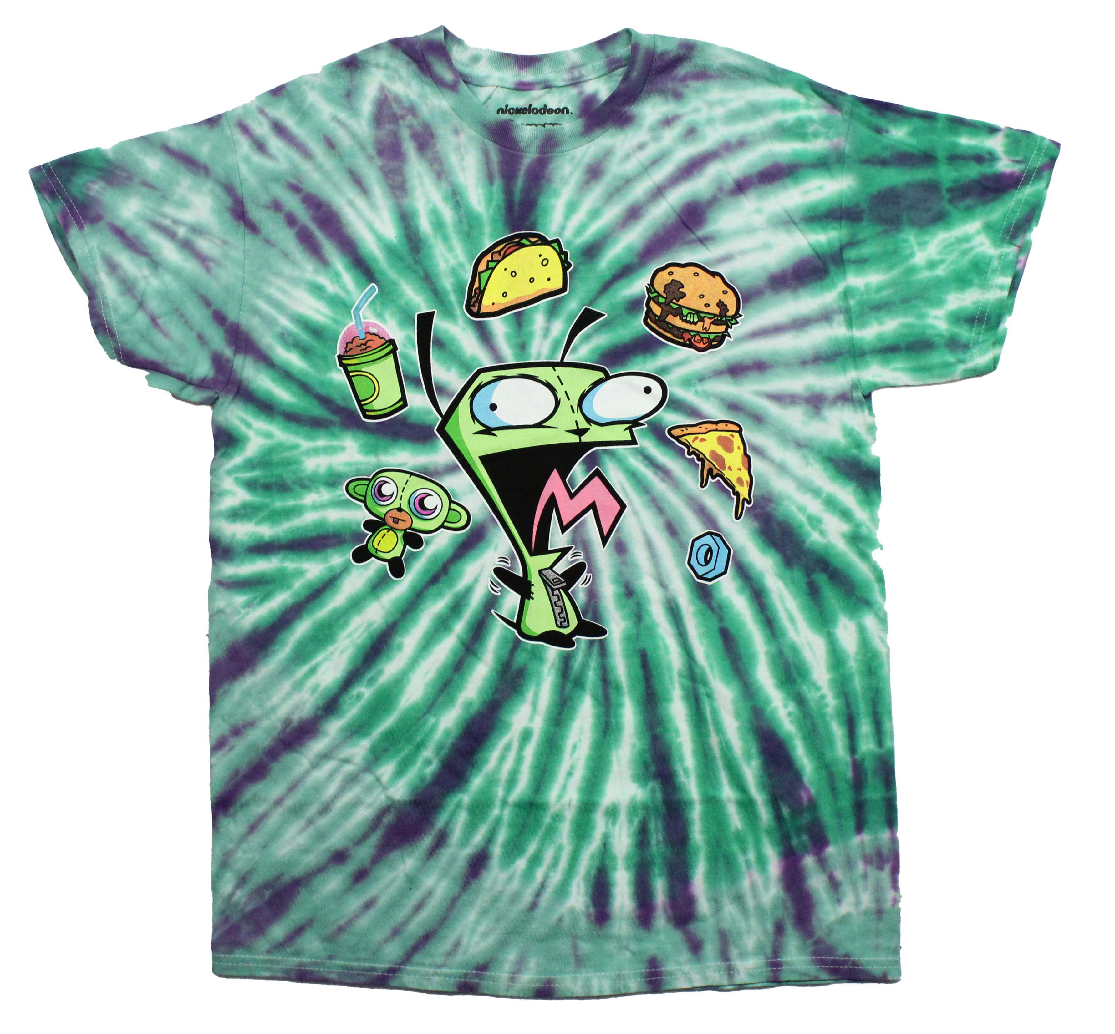 Invader Zim Mens T-Shirt - Gir Centered Around Food Tie Dye (Medium ...
