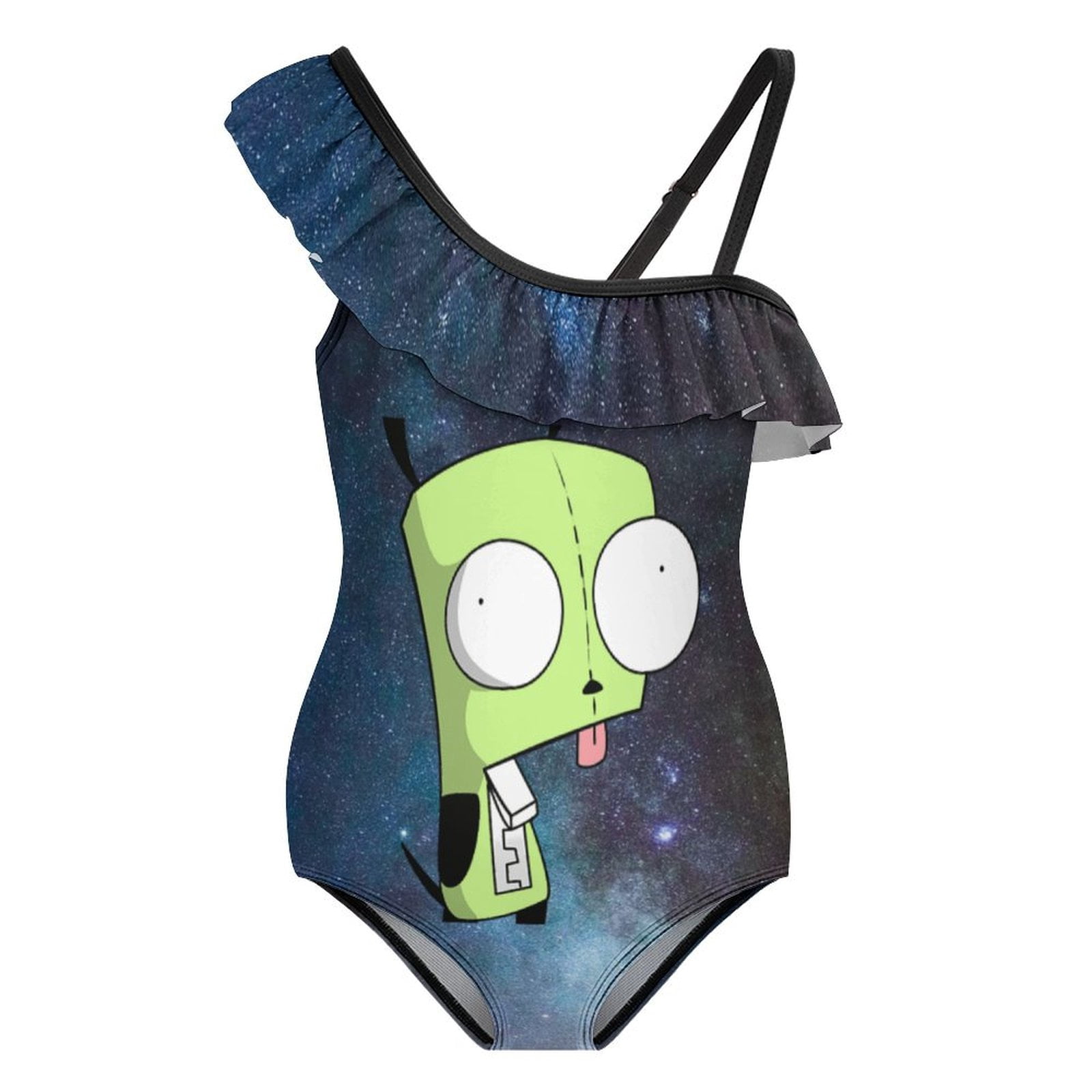 Invader Zim One-Piece Swimsuit for Girls Adjustable One Shoulder ...