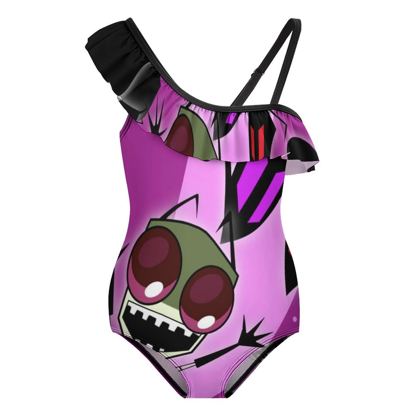 Invader Zim One-Piece Swimsuit for Girls Adjustable One Shoulder ...