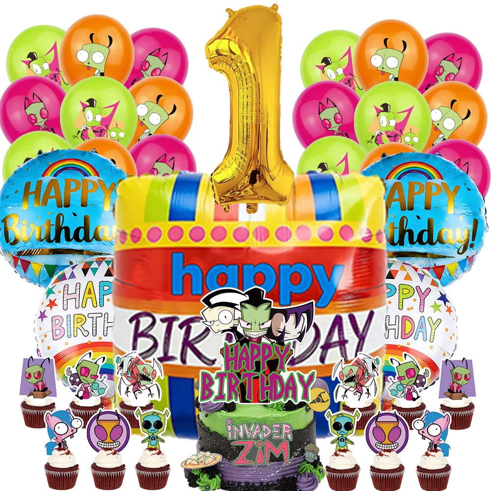 Invader Zim Party Supplies 1st Decor Kit Balloons Birthday Cake Topper ...