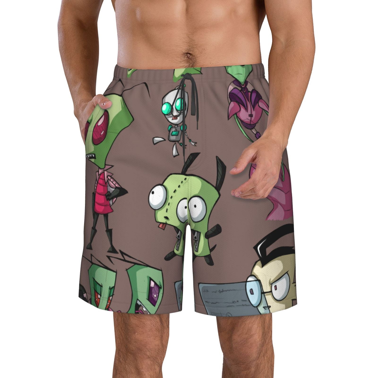 Invader Zim Pattern Men's Beach Shorts Swim Trunks Casual Quick Dry ...
