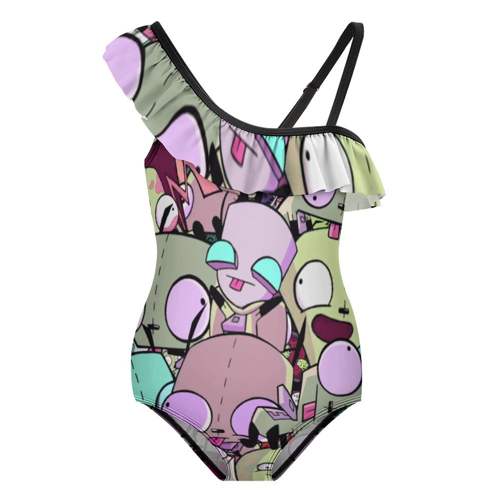 Invader Zim Pattern One-Piece Swimsuit for Girls Adjustable One ...