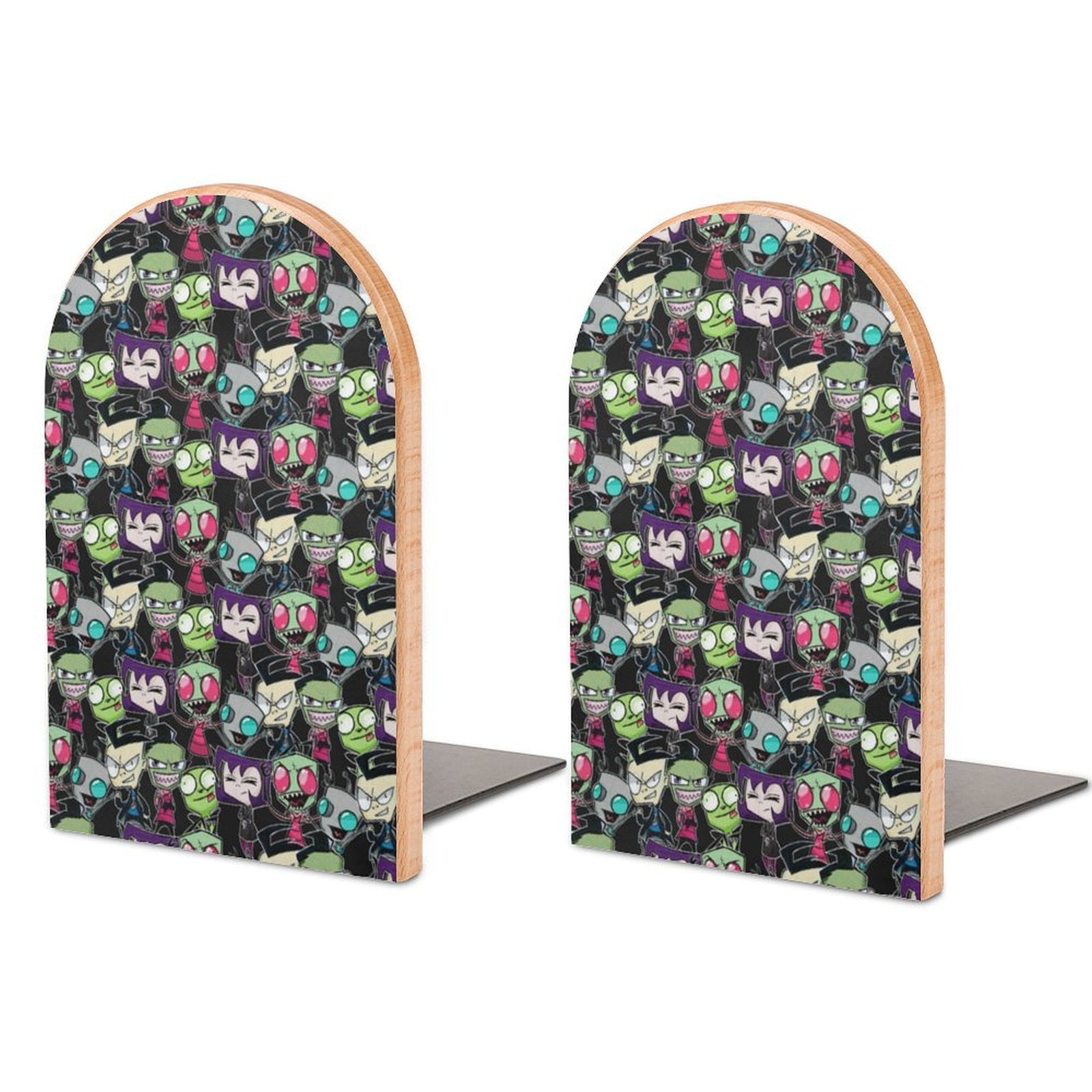 Invader Zim Poster Bookends Wood Book Divider Decor Shelves Non-Skid ...