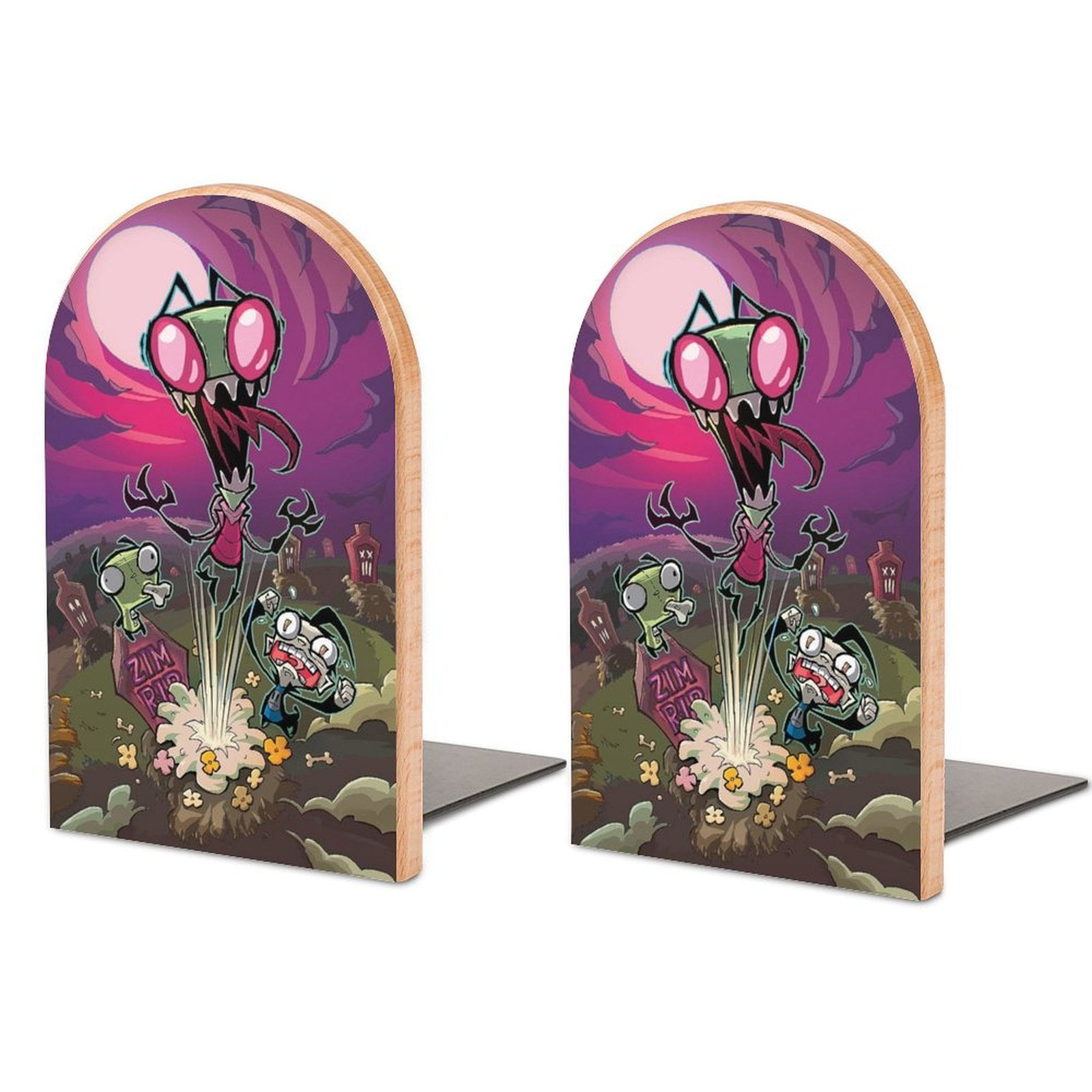 Invader Zim Poster Bookends Wood Book Divider Decor Shelves Non-Skid ...