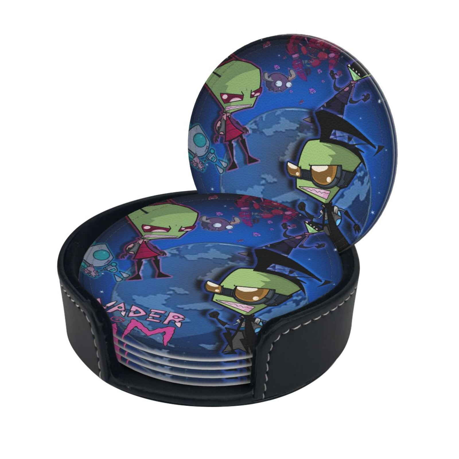 Invader Zim Poster Round Coaster Set Of 6 Tabletop Protection Mats ...