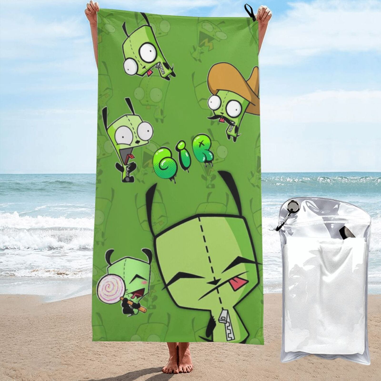 Invader Zim Quick Dry Sand Free Microfiber Beach Towel for Adults, 31.5 ...