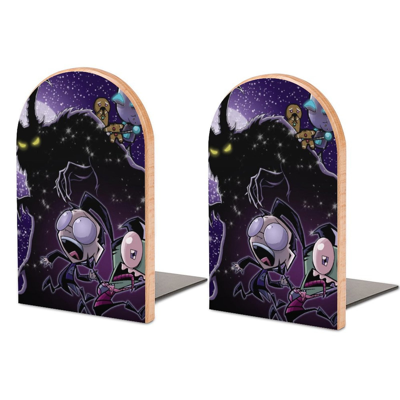 Invader Zim Show Bookends Wood Book Divider Decor Shelves Non-Skid Book ...