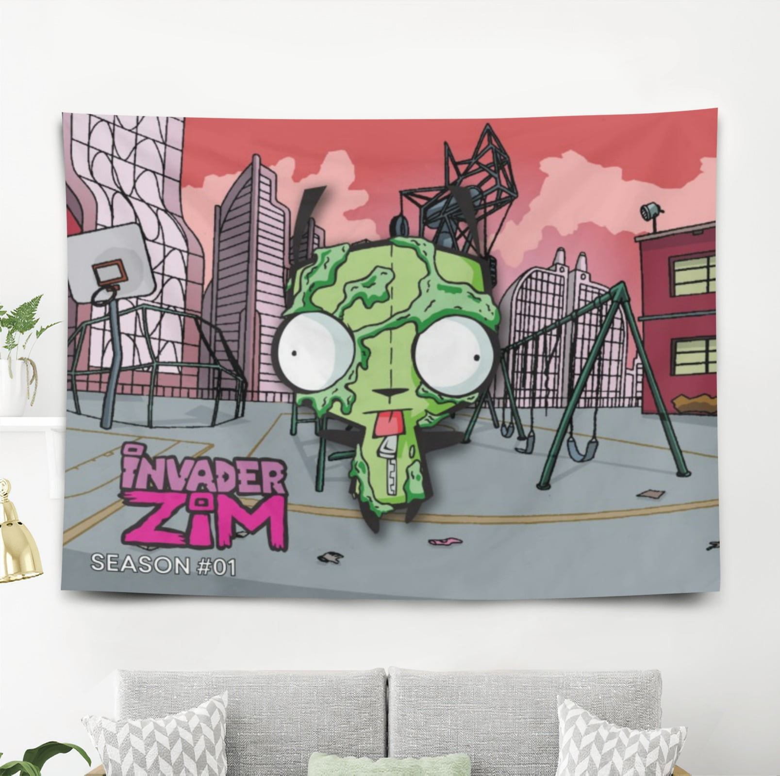 Invader Zim Tapestry Gift Wall Hanging Backdrop for Room Bedroom Girls ...