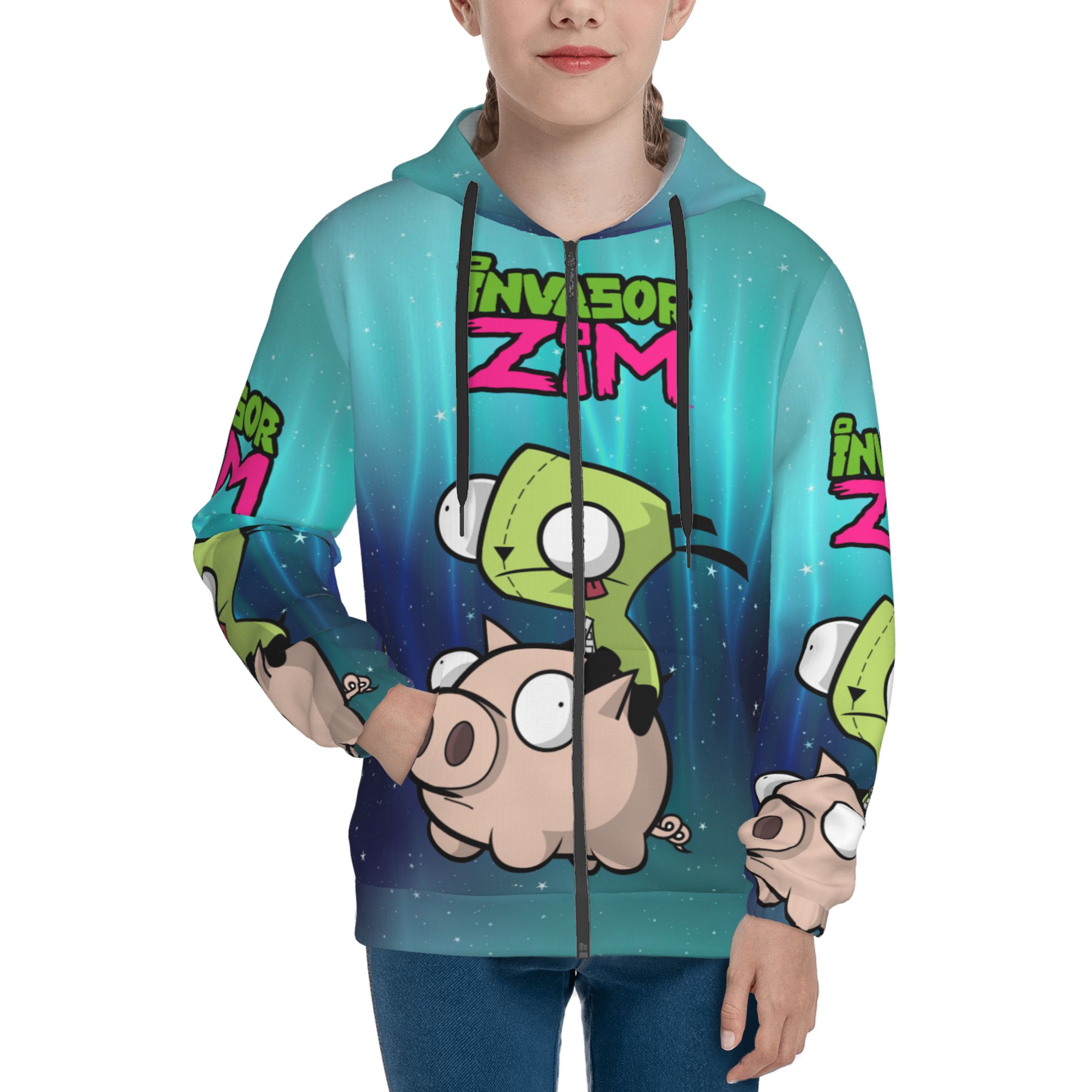 Invader Zim Teens Boys Girls Zip Up Hoodies 3d Print Long Sleeve Hooded ...